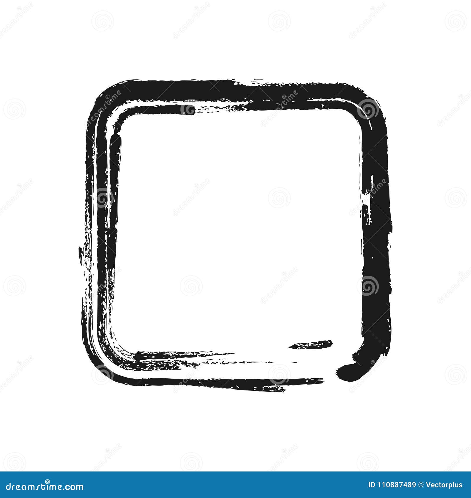 Black Brush Stroke in the Form of Square. Vector Illustration Stock ...