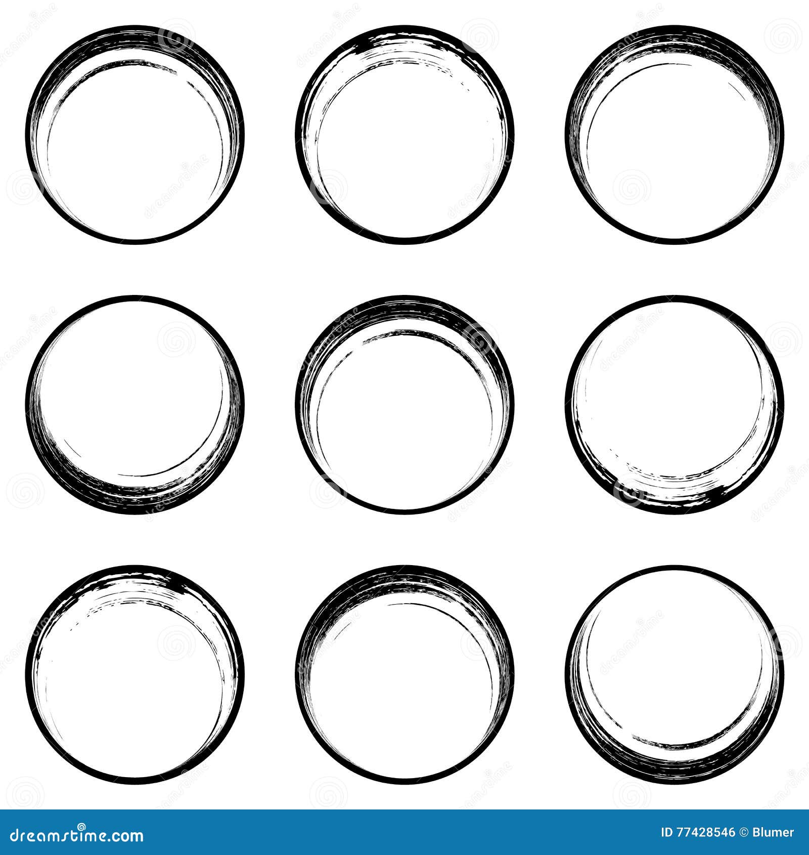 Black Brush Strokes Circle Buttons Stock Vector - Illustration of blank ...