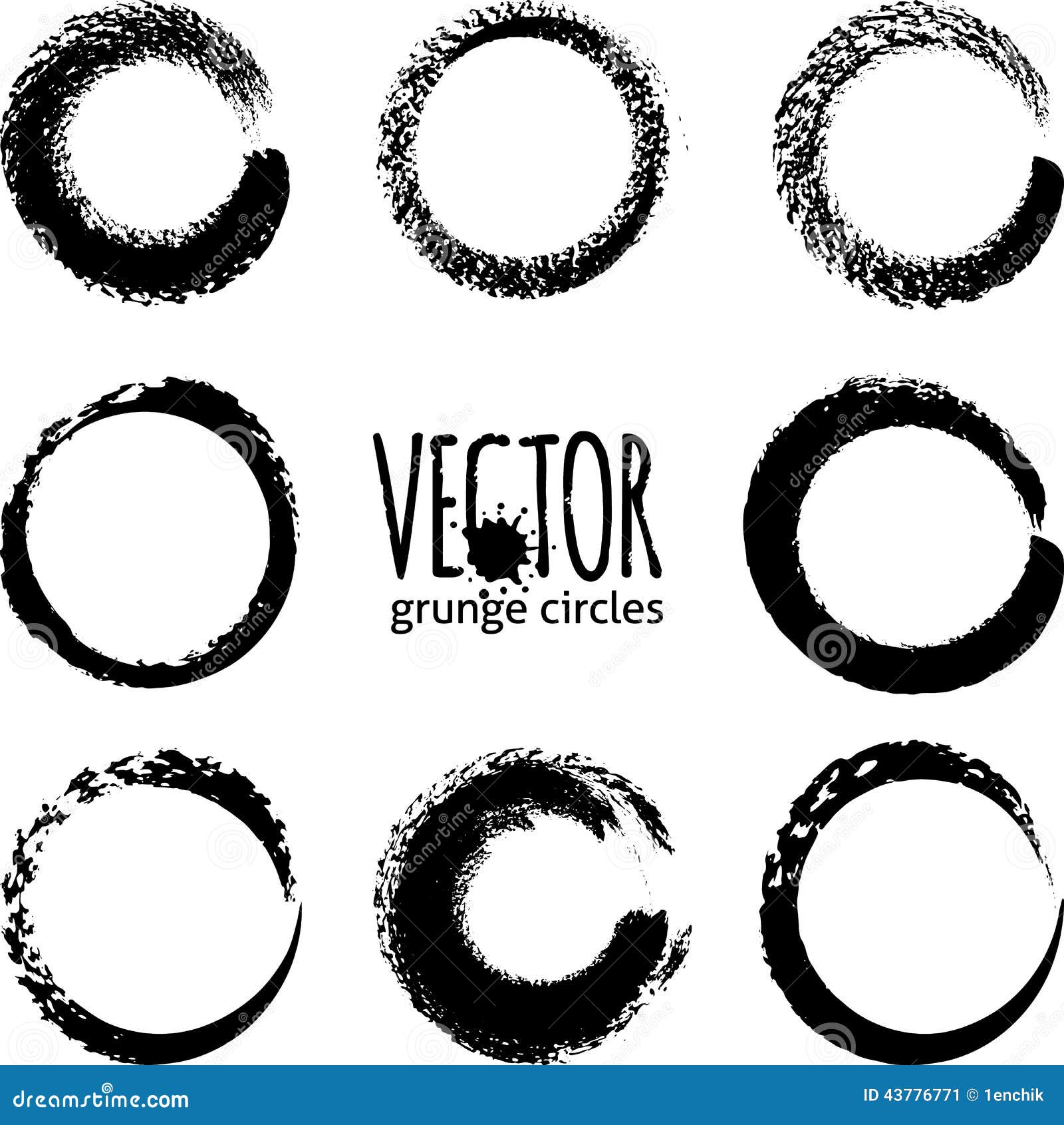Black Brush Strokes Grunge Vector Circles Stock Vector - Illustration of element, tough: 43776771