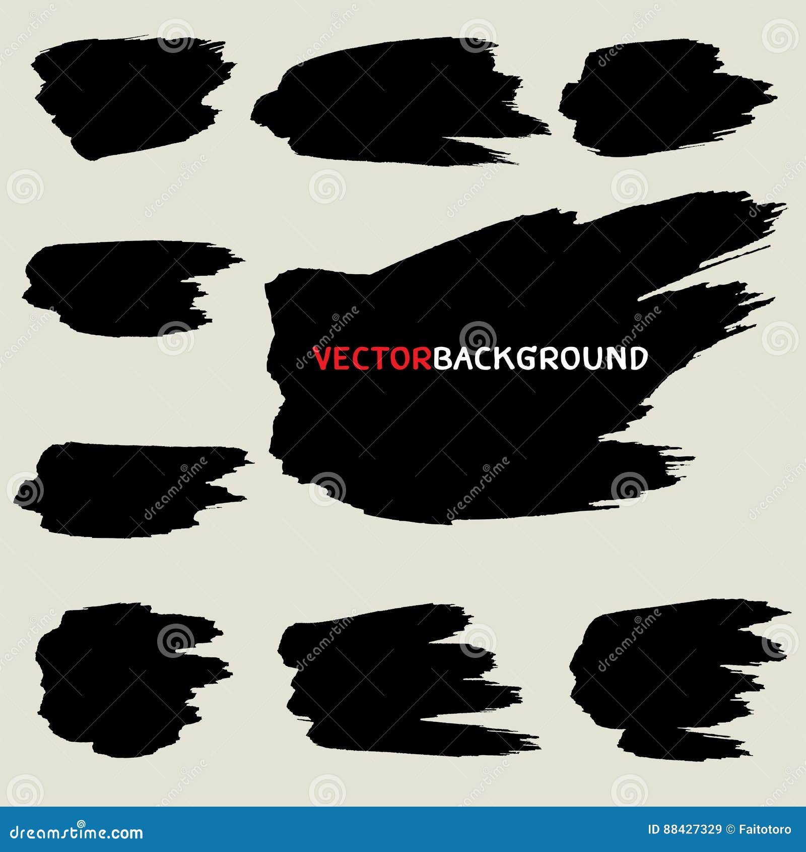 Black Brush Texture Background Set Stock Vector - Illustration of stain ...
