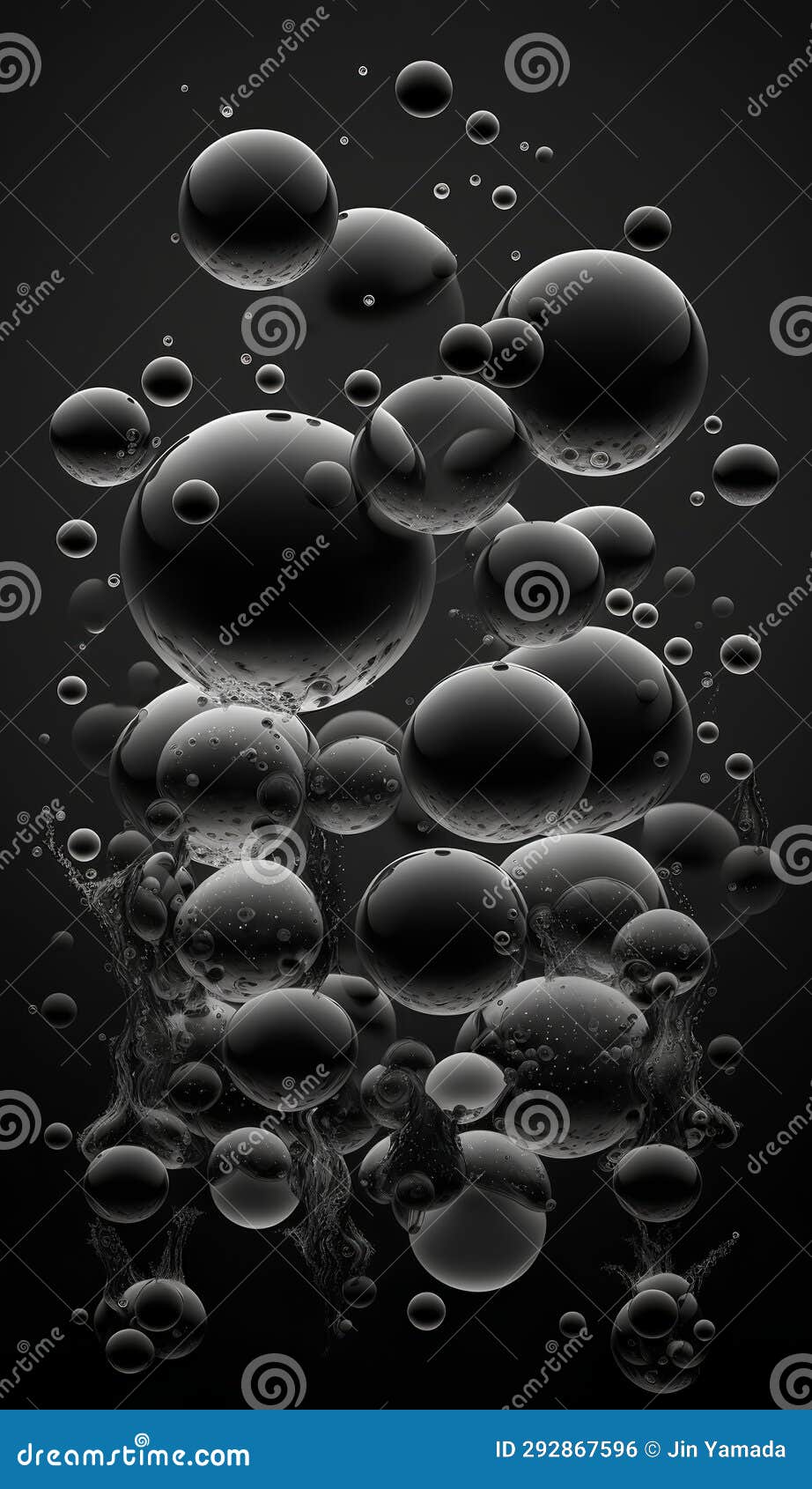 Black Bubbles on a Dark Background. 3d Rendering, 3d Illustration Stock ...