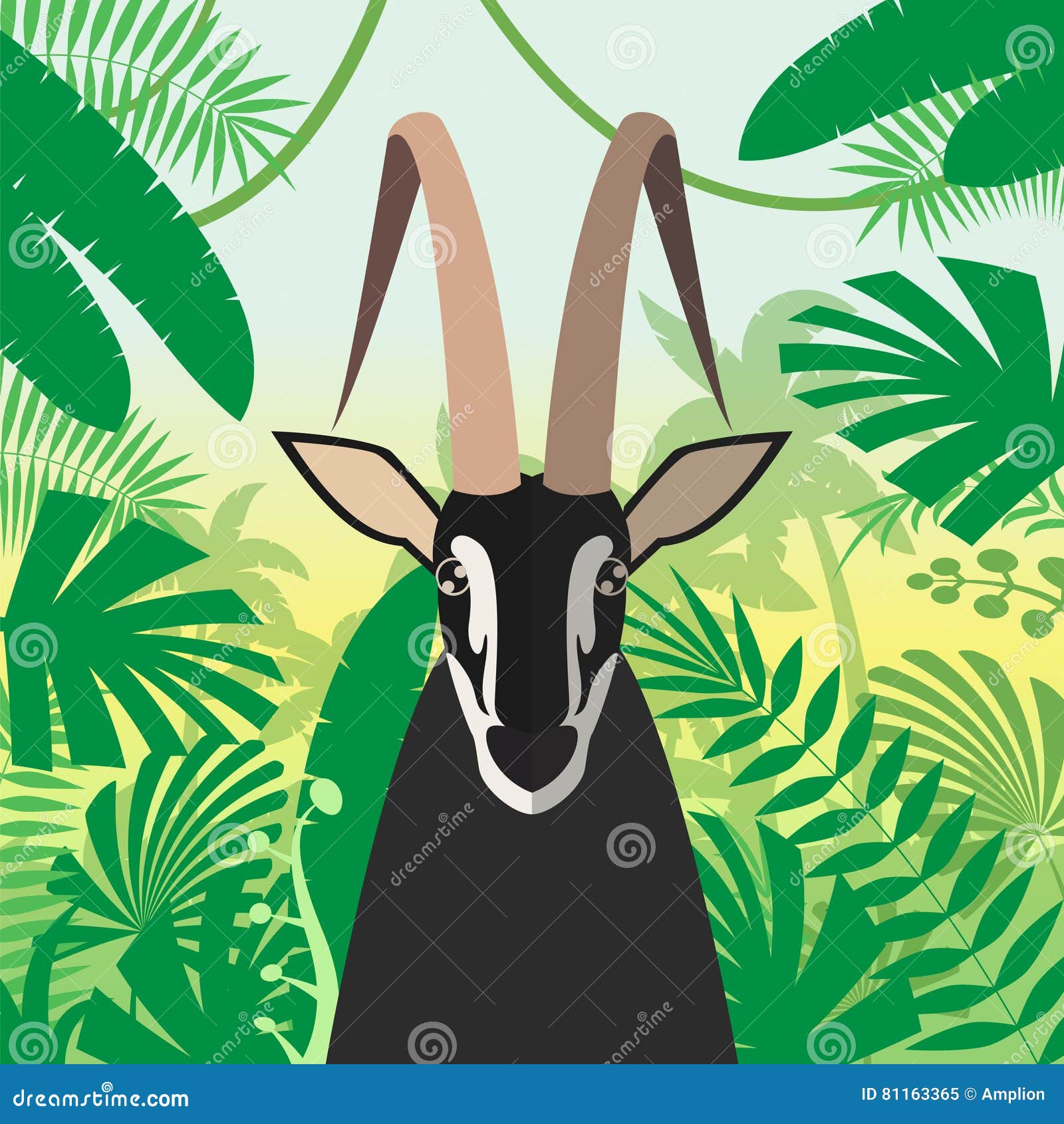 Black Buck on the Jungle Background Stock Vector - Illustration of ...
