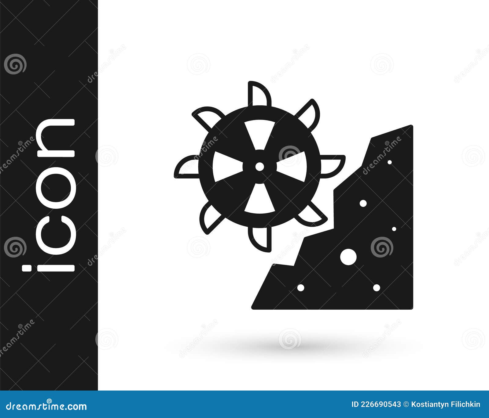 Black Bucket Wheel Excavator Icon Isolated on White Background. Vector ...