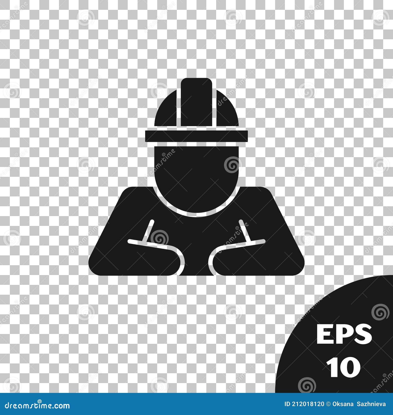 Black Builder Icon Isolated on Transparent Background. Construction ...