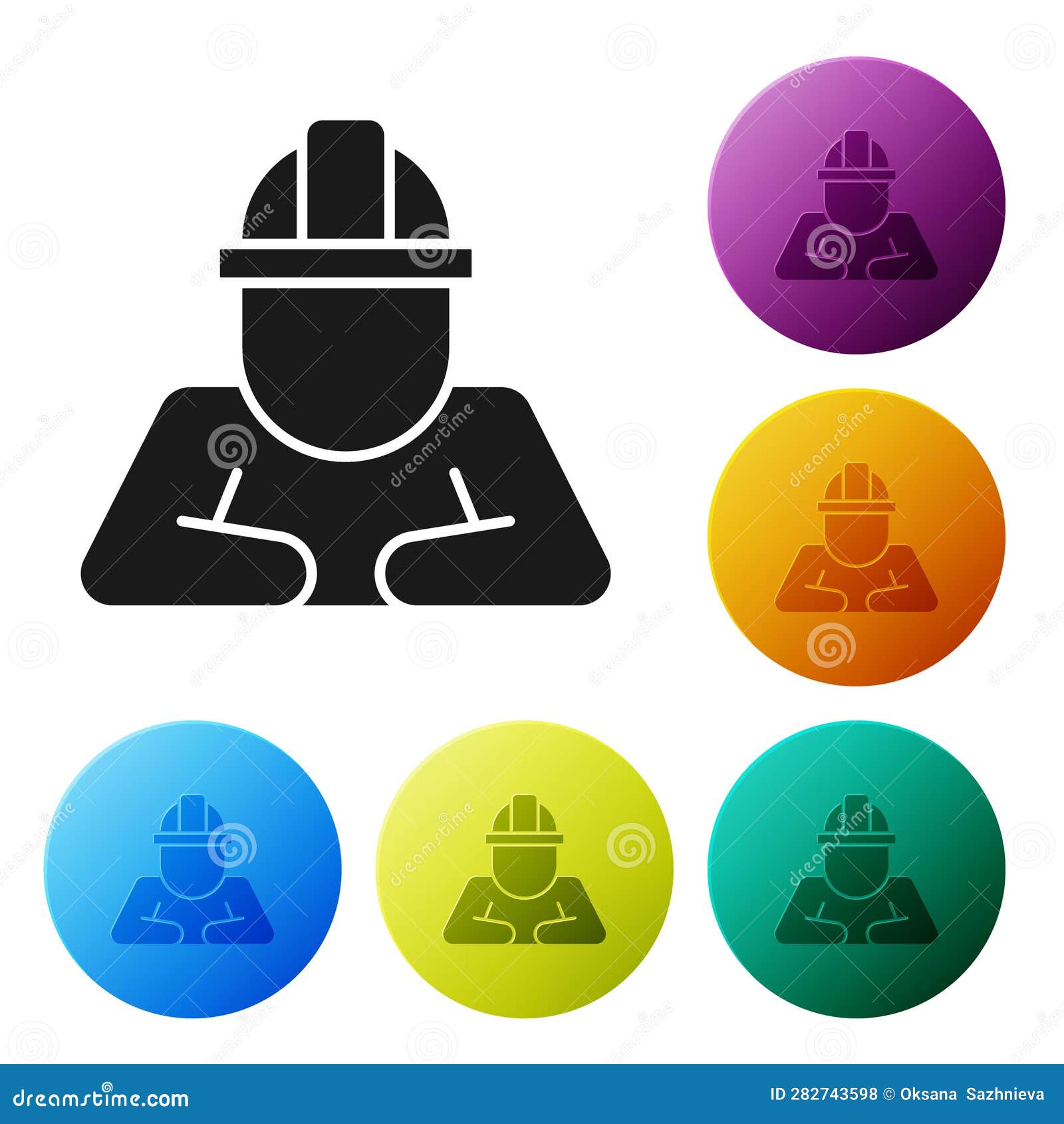 Black Builder Icon Isolated on White Background. Construction Worker ...