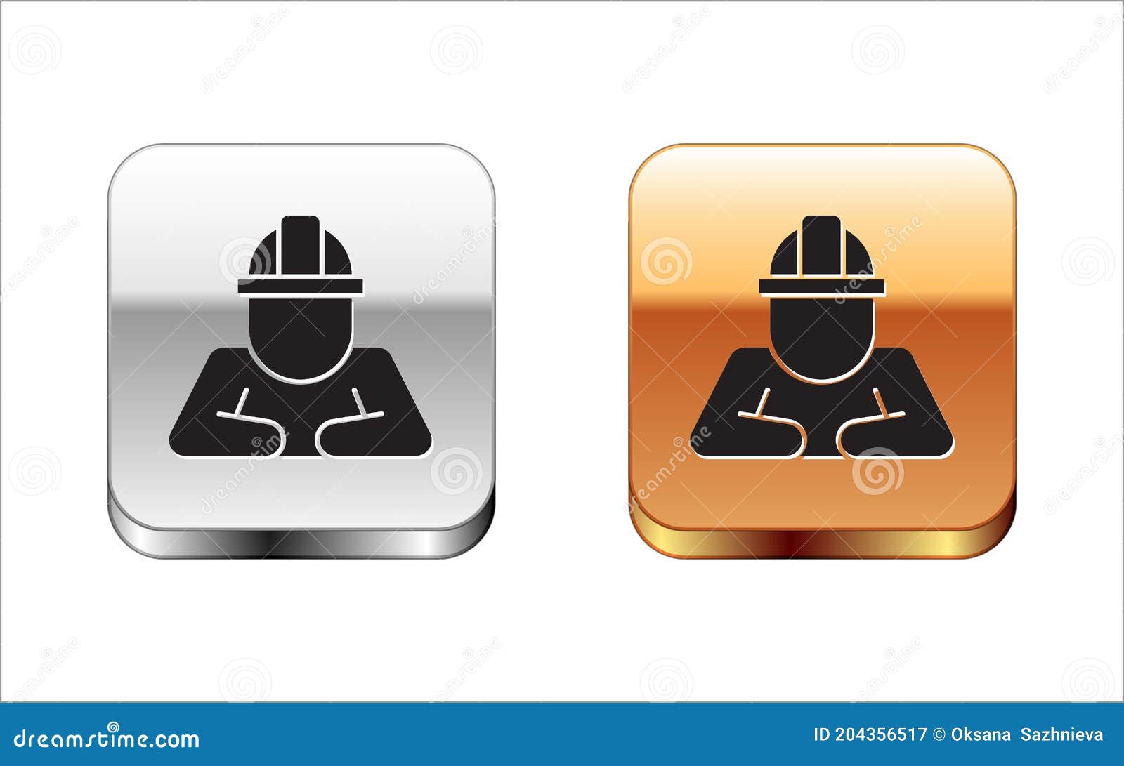Black Builder Icon Isolated on White Background. Construction Worker ...