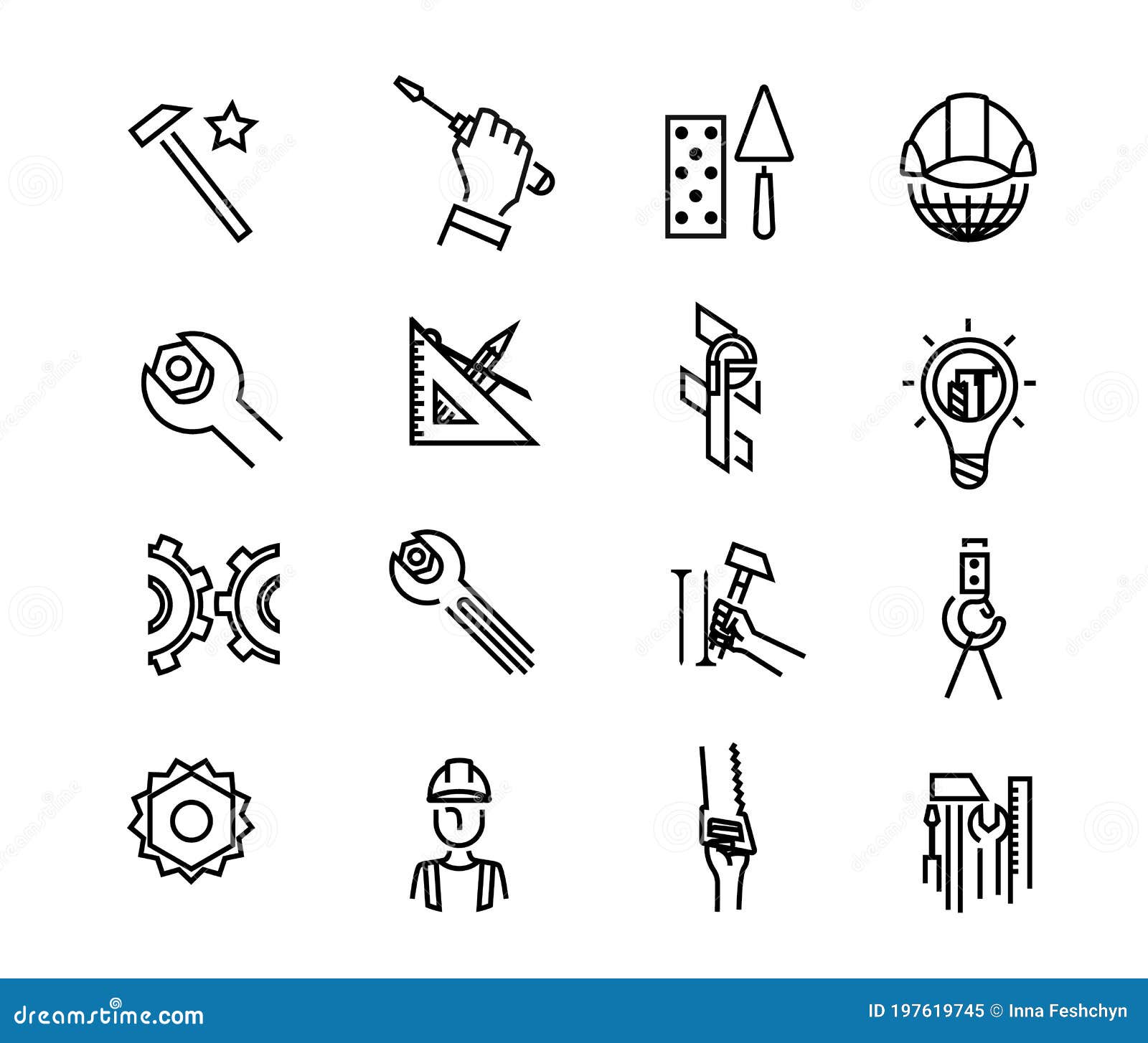 Black Building Icons in Simple Style. Building Tools. Industry and ...