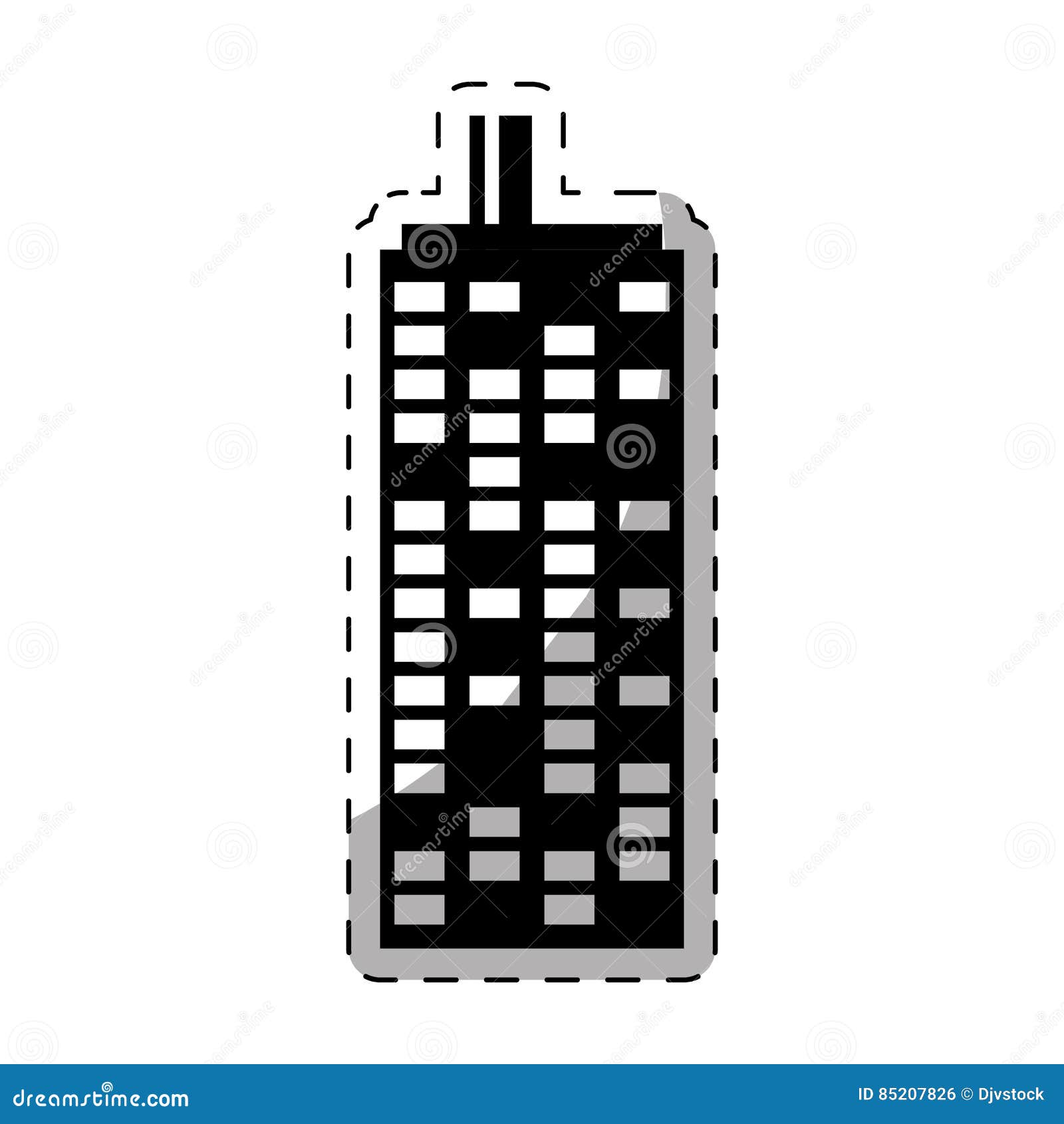 Black Building Line Sticker Image Stock Illustration - Illustration of ...