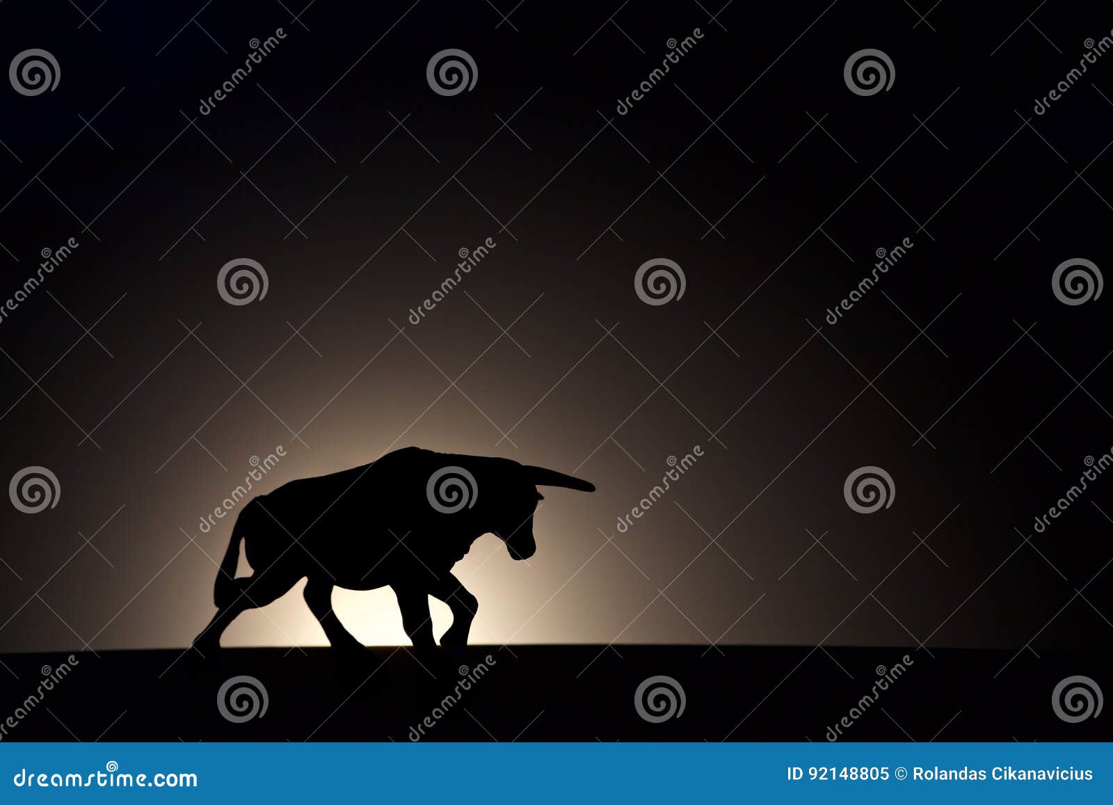 Bull Silhouette At Sunrise Or Sunset, Symbol Of 2021 On The Eastern ...