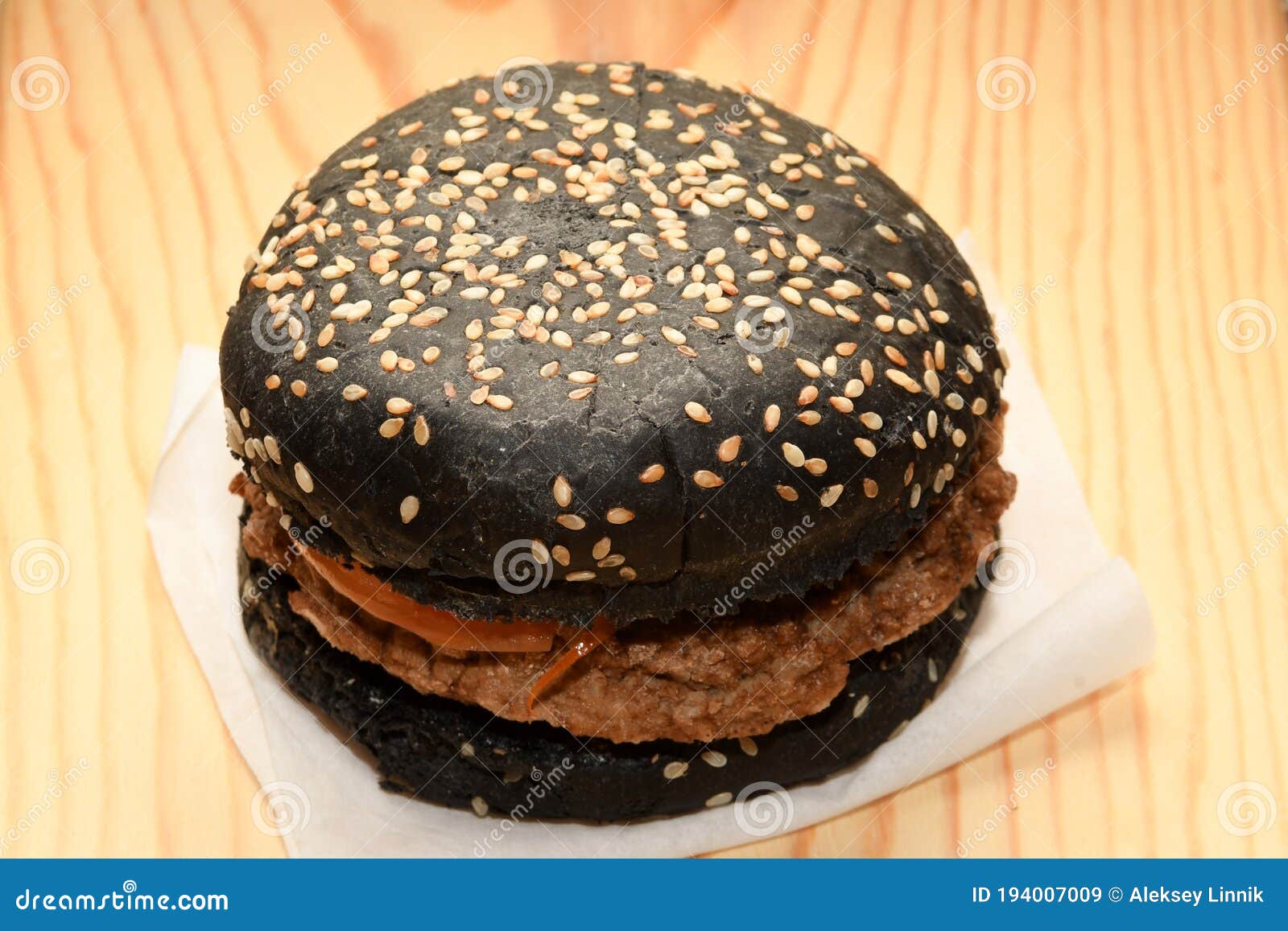 Black Burger on the Chopping Board Stock Image - Image of sandwich ...