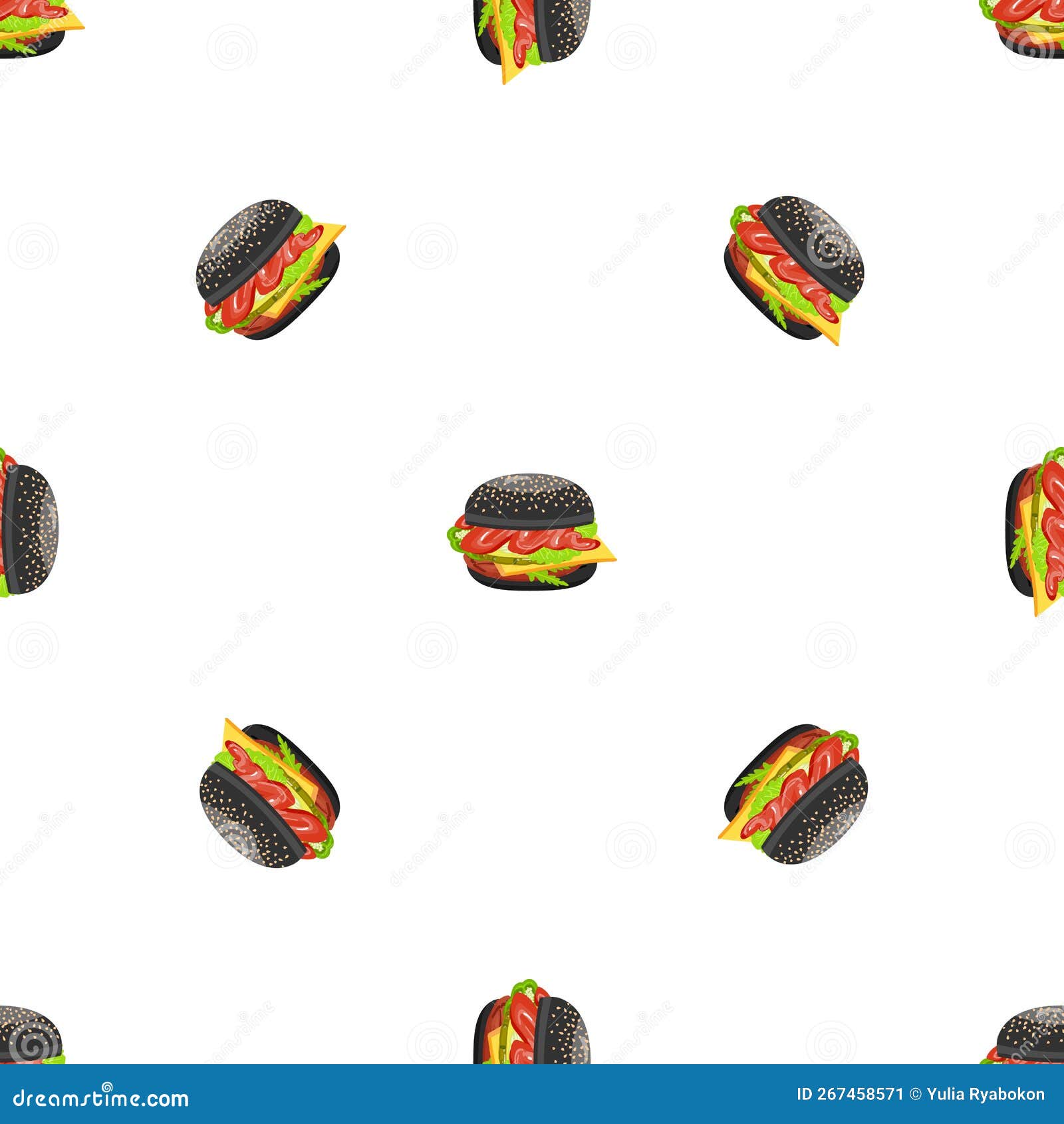 Black Burger Pattern Seamless Vector Stock Vector - Illustration of ...