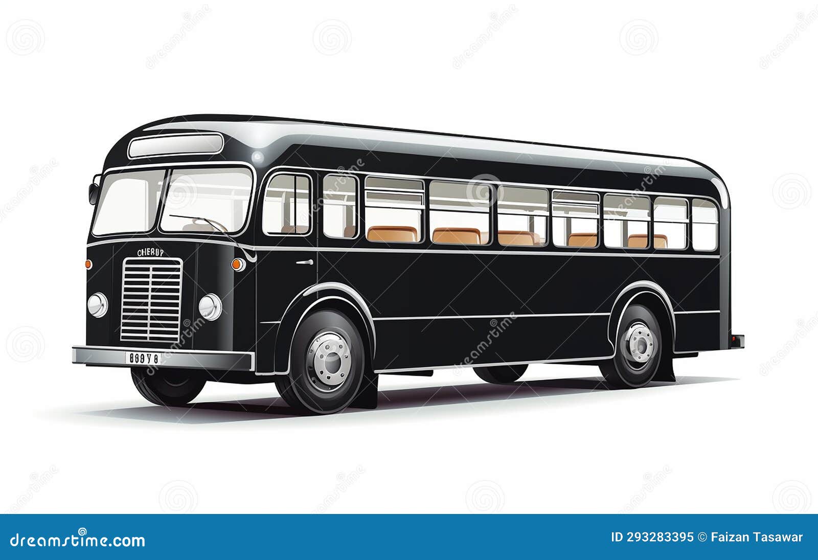"a Black Bus on a White Background -Generative Ai Stock Illustration ...