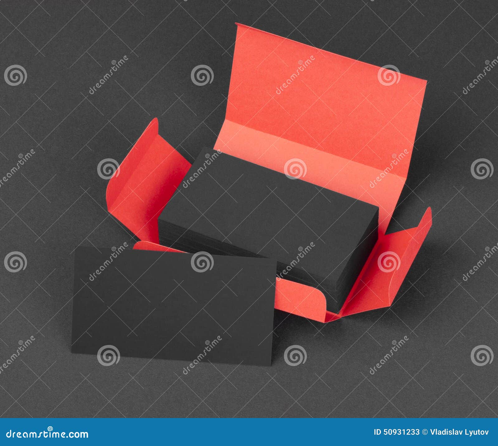 Black Business Cards in the Red Box. Stock Image - Image of object ...