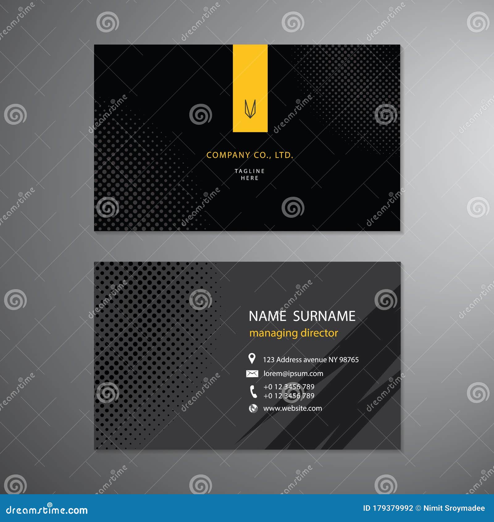 Business Cards Design Two Color On The Gray Background. Inspired By ...