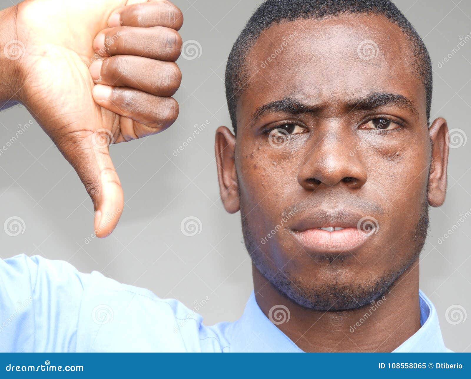 Black Business Man with Thumbs Down Stock Image - Image of black, work ...