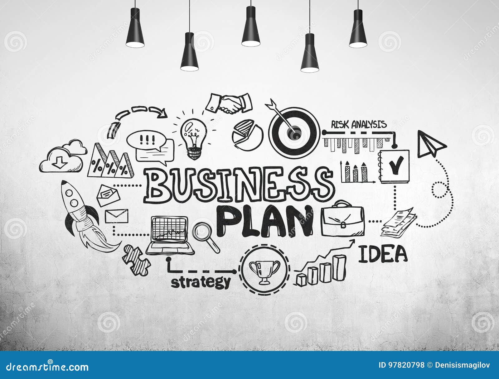 Black Business Plan Sketch on a Concrete Wall Stock Photo - Image of ...