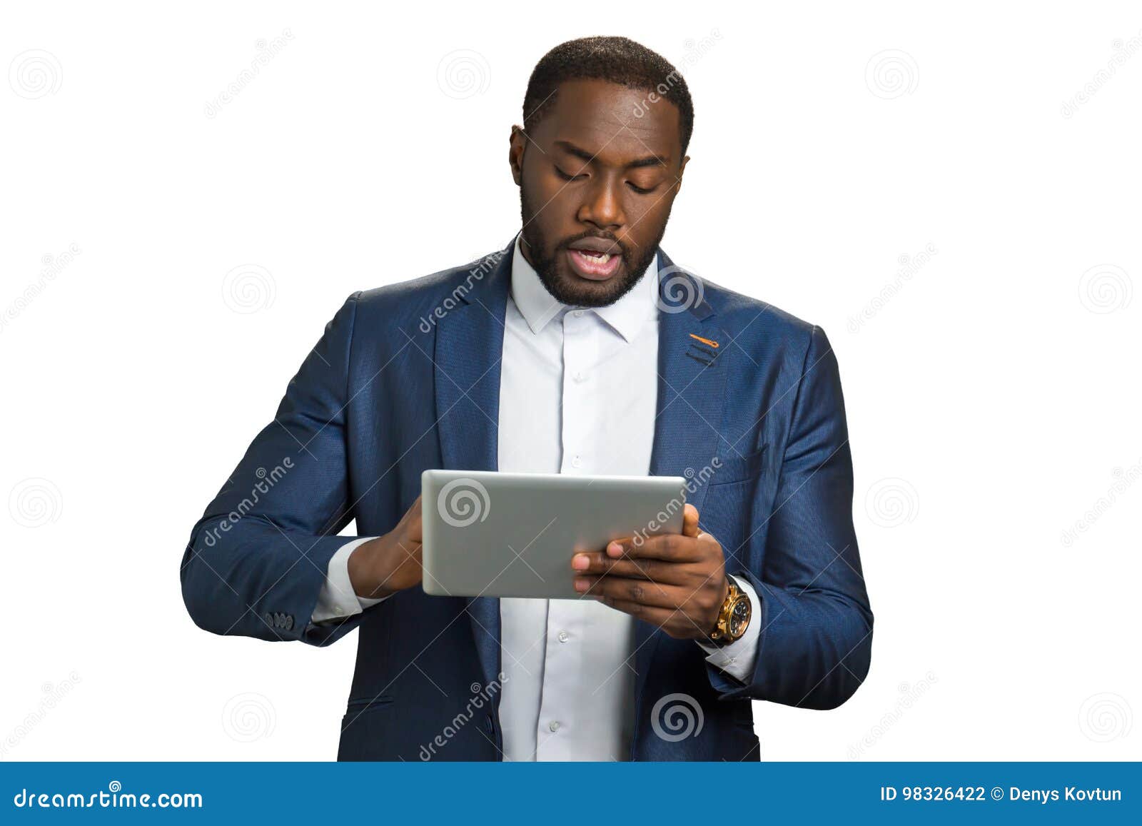 Black Businessman with Digital Tablet. Stock Photo - Image of masculine ...