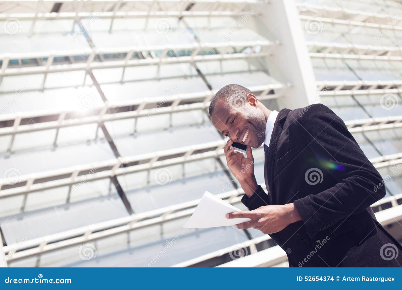 Black Businessman Have Phone Conversation Stock Photo - Image of ...