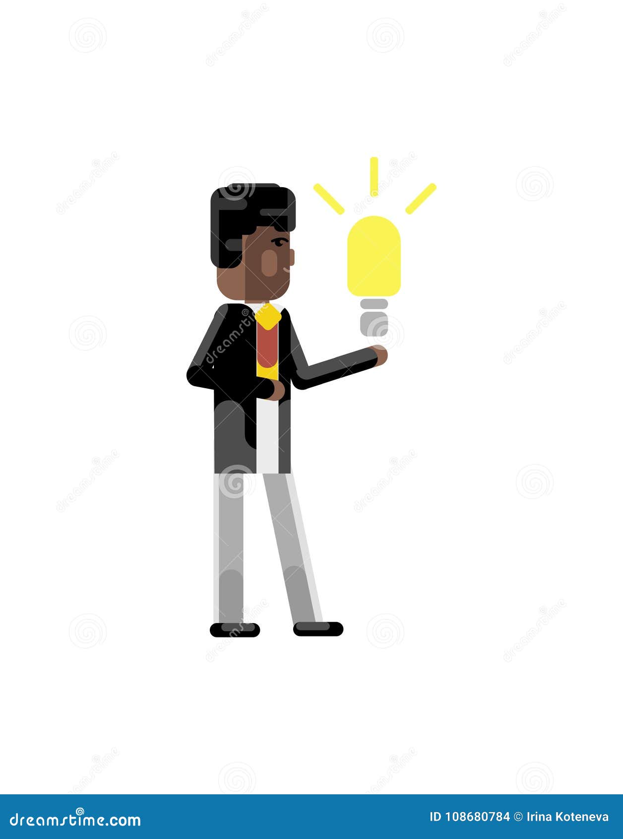 Black Businessman Holding Idea Light Bulb Stock Vector - Illustration ... Black Businessman Holding Idea Light Bulb Stock Vector - Illustration ...