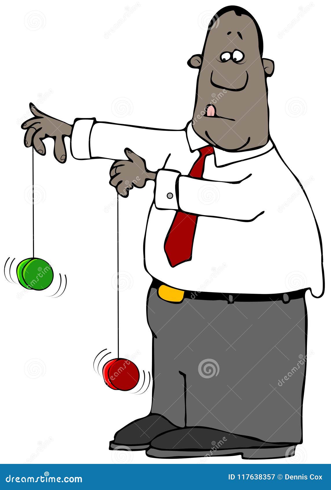 Black Businessman Playing with Two Yo-yos Stock Illustration ...