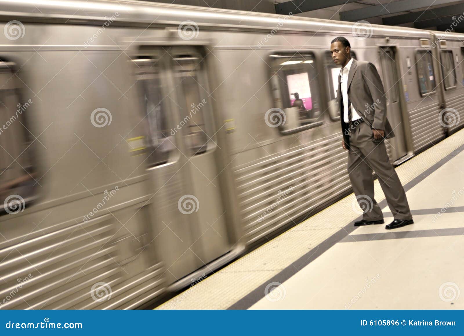 Black Businessman Watching the Metro Train Pass Stock Photo - Image of ...
