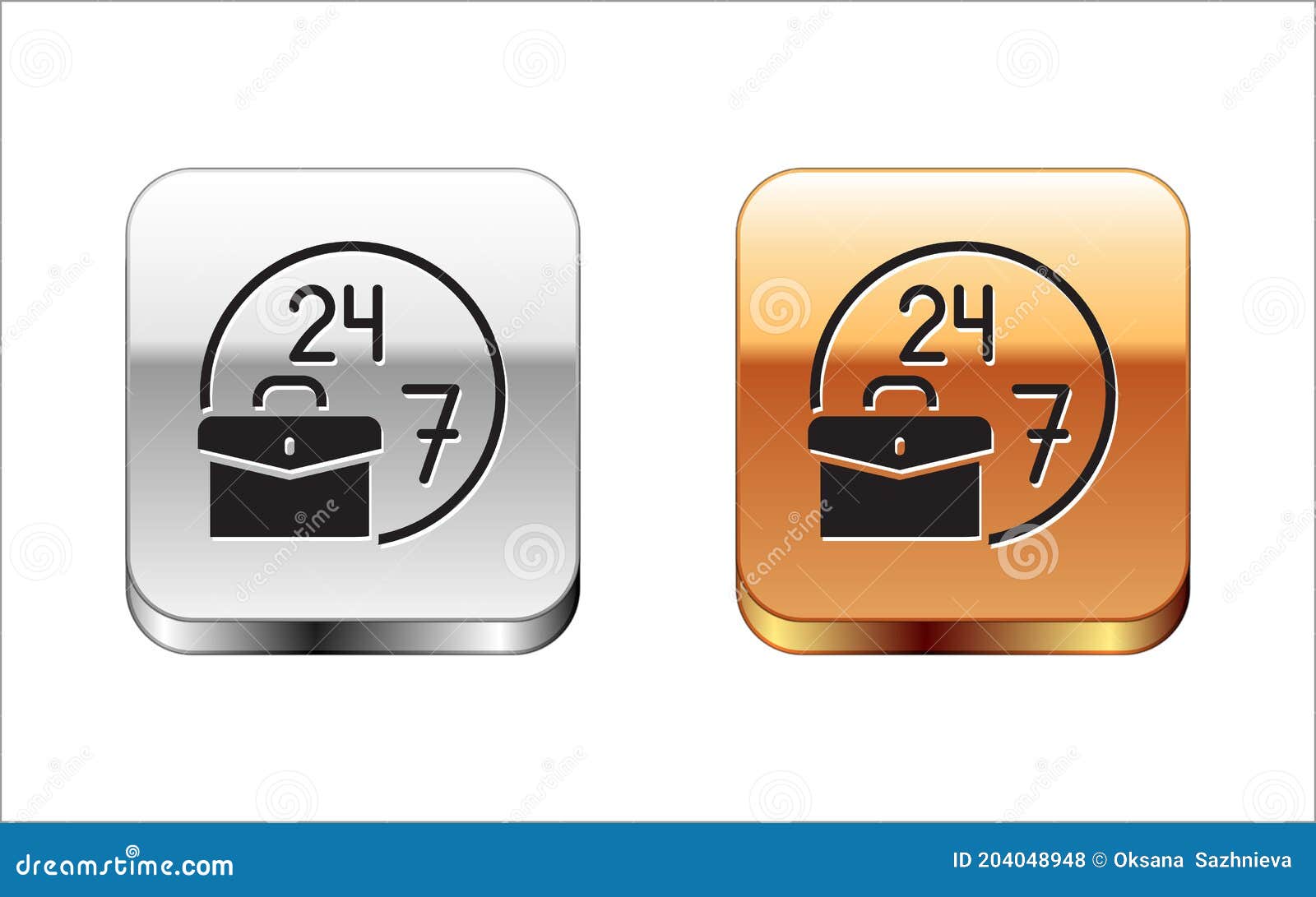 Black always Busy Icon Isolated on White Background. Silver-gold Square ...