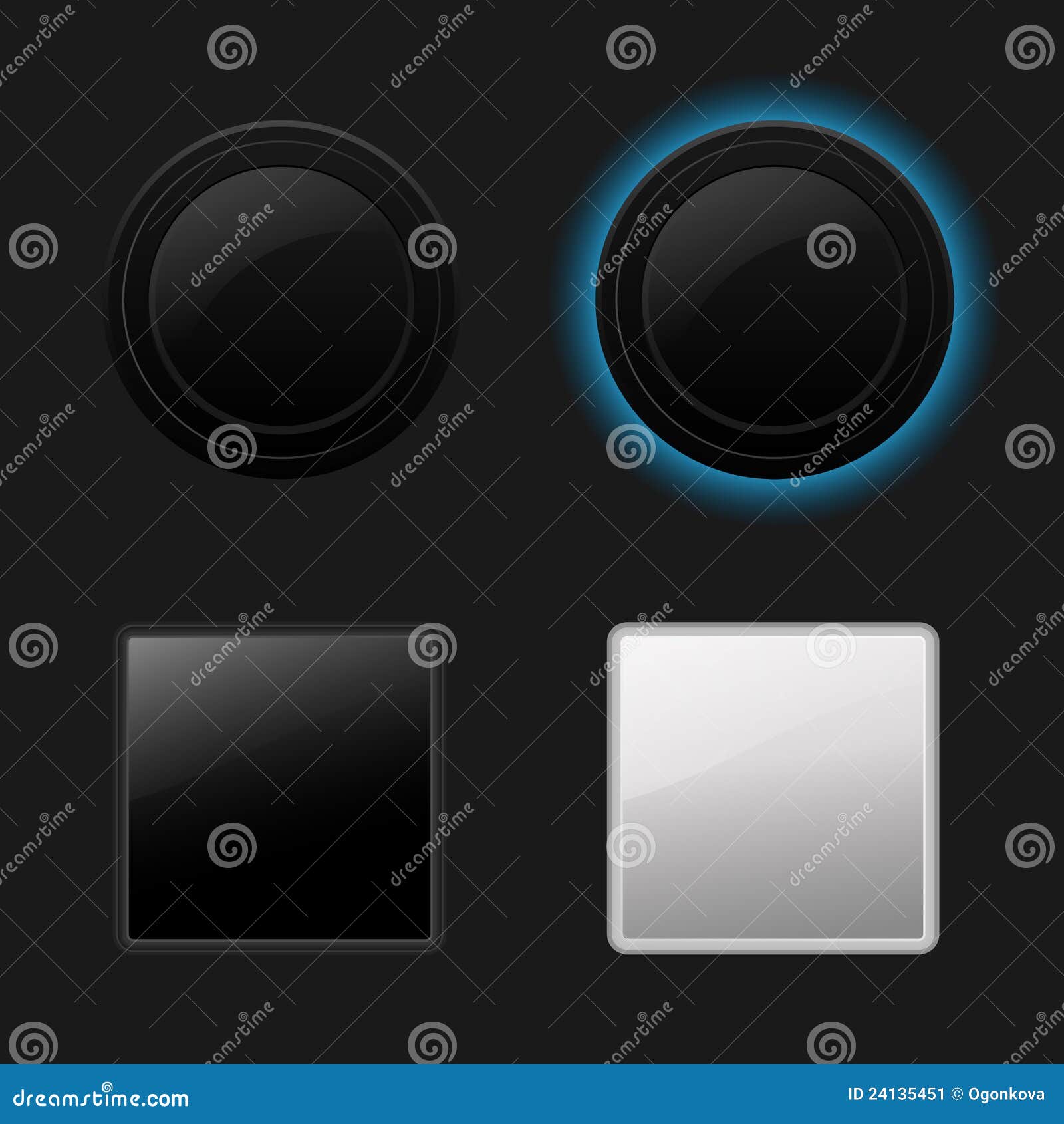 Black button stock vector. Illustration of toggle, realistic - 24135451