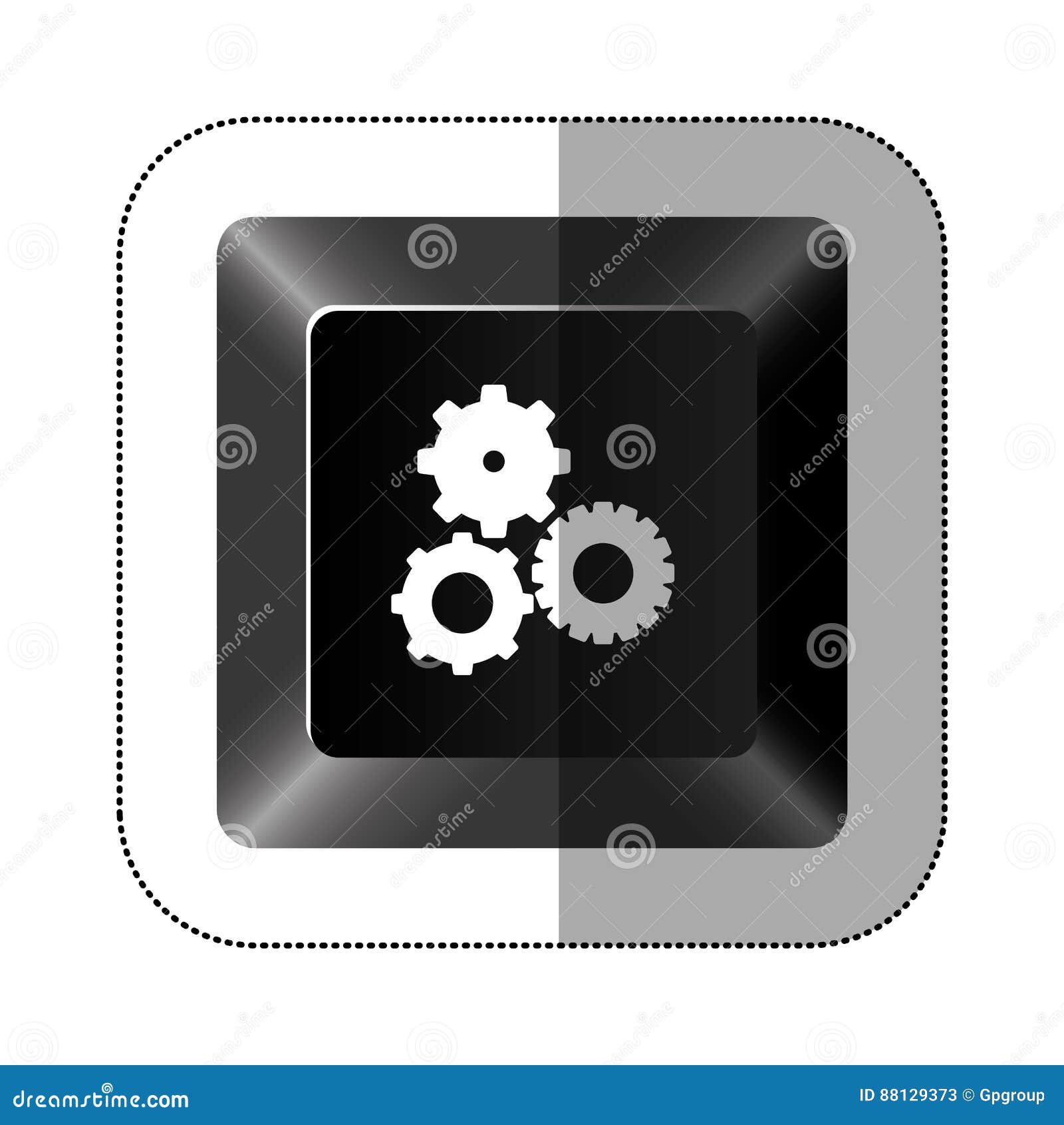 Black button gear icon stock illustration. Illustration of bright ...