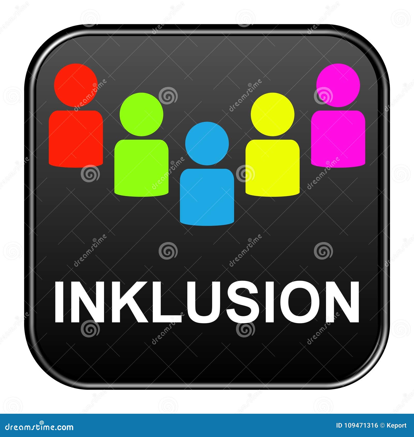Black Button: Inclusion German Stock Illustration - Illustration of ...