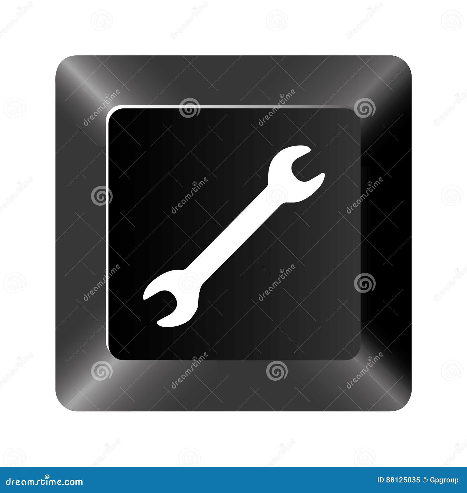 Black button spanner icon stock illustration. Illustration of graphic ...