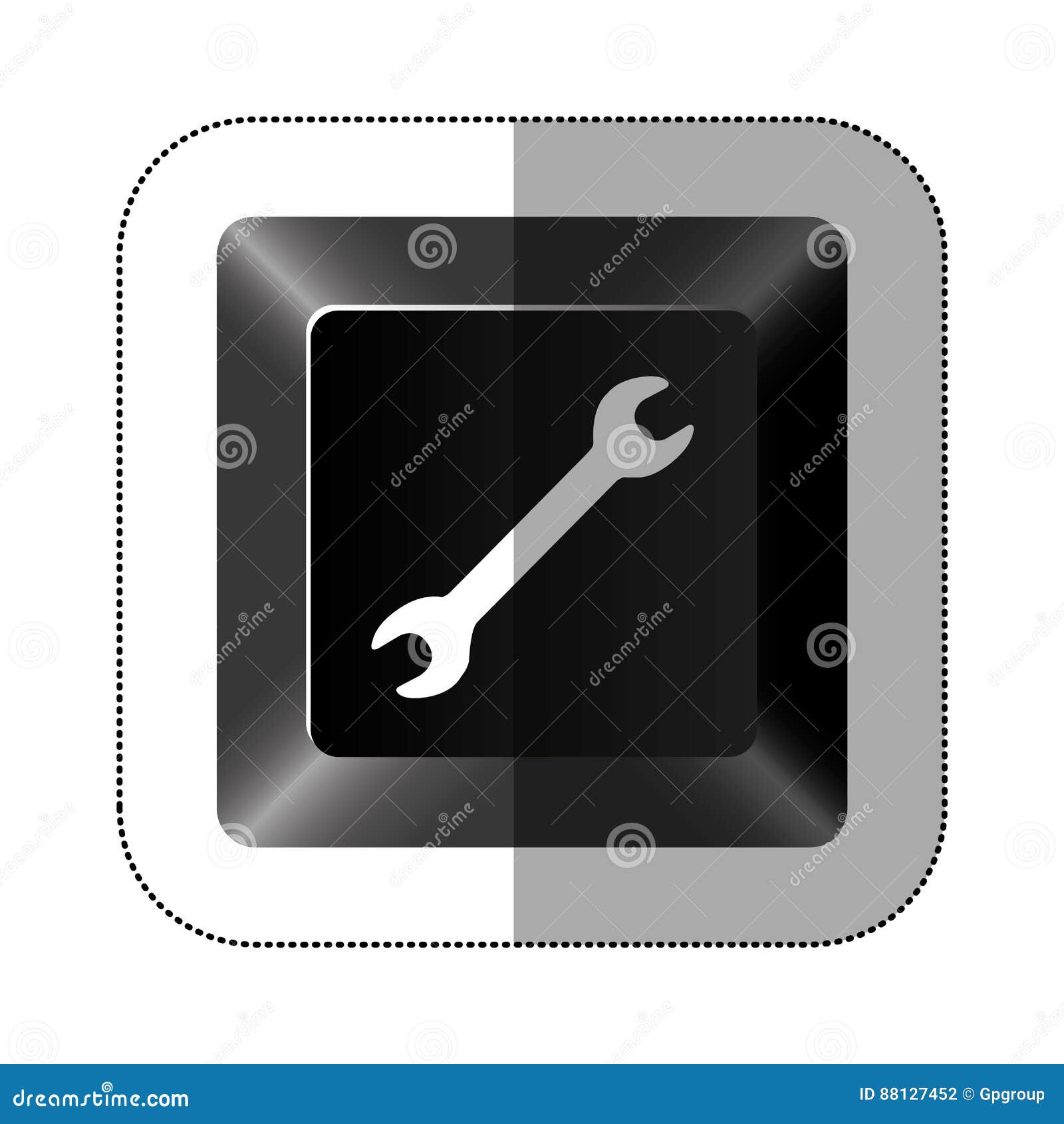 Black button spanner icon stock illustration. Illustration of black ...