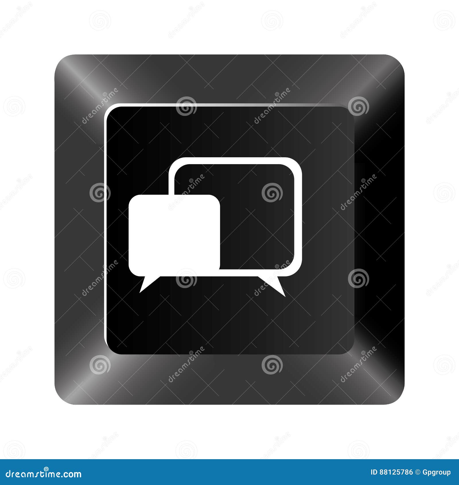 Black Button Square Bubble Icon Stock Illustration - Illustration of ...