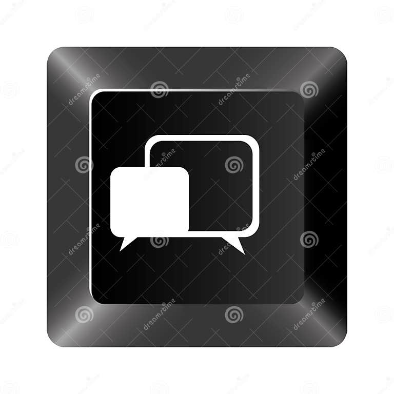 Black Button Square Bubble Icon Stock Illustration - Illustration of ...