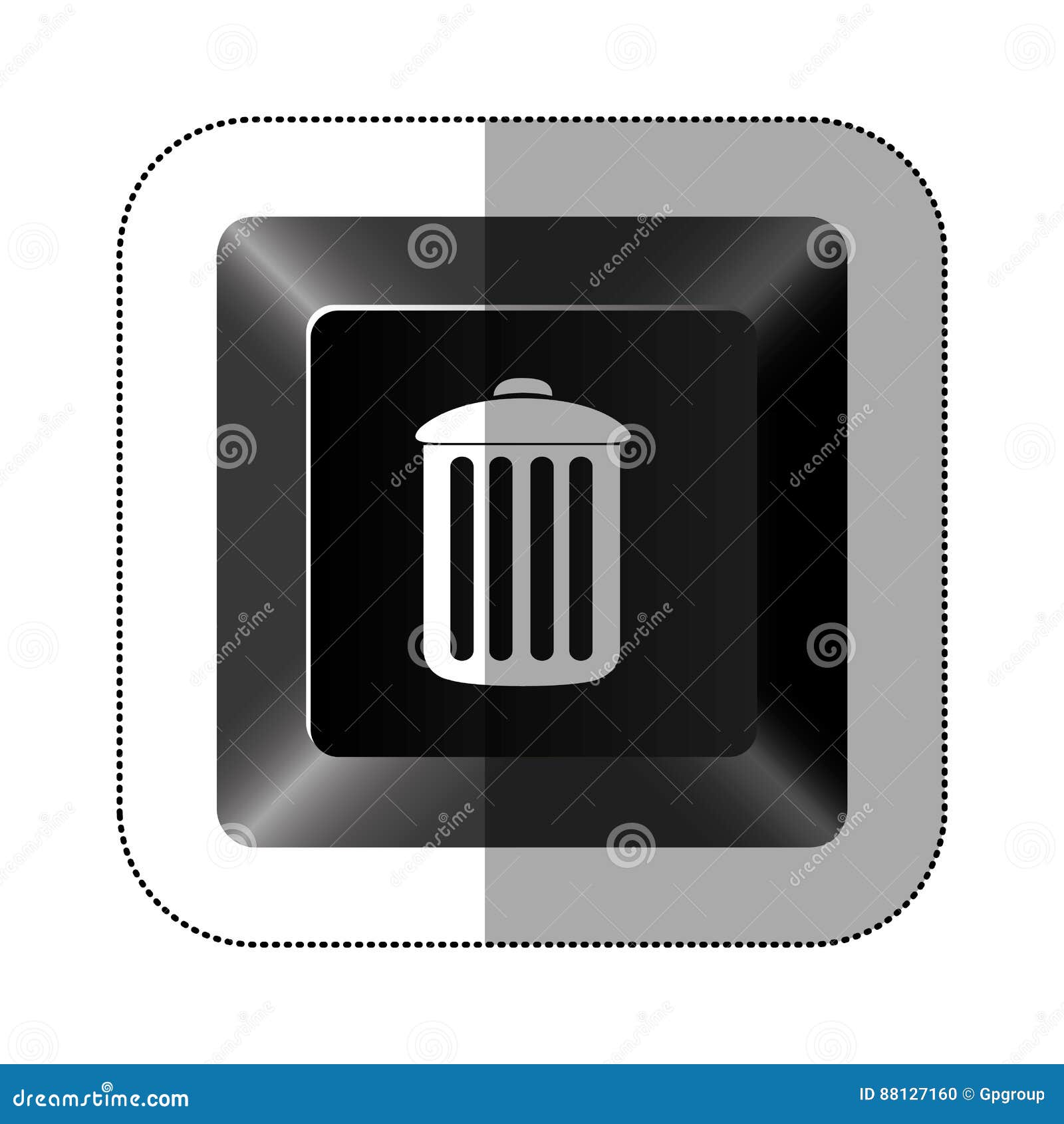 Black Button Trash Can Icon Stock Illustration - Illustration of ...