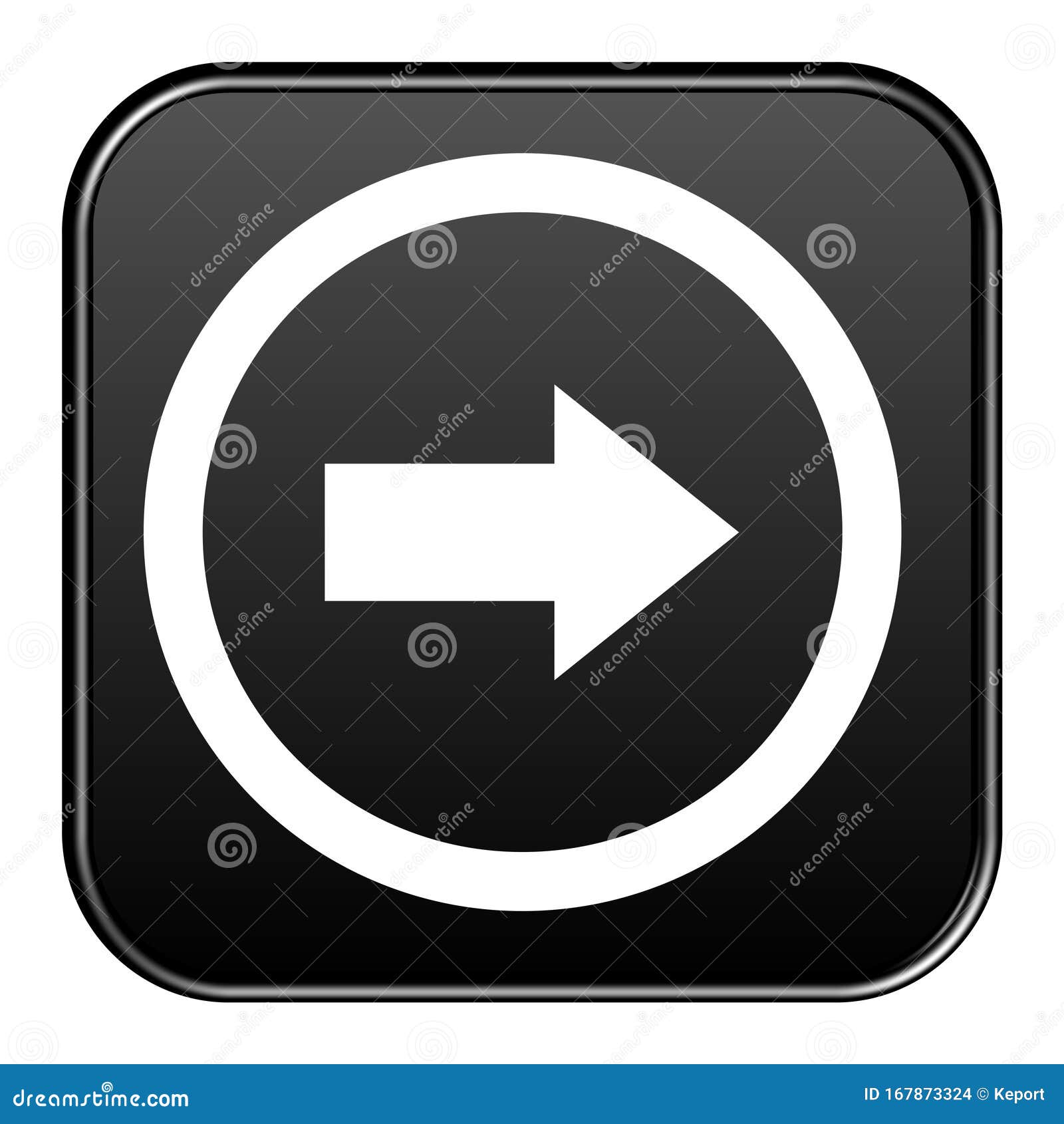 Black Button and White Icon: Arrow Showing Right Stock Illustration ...