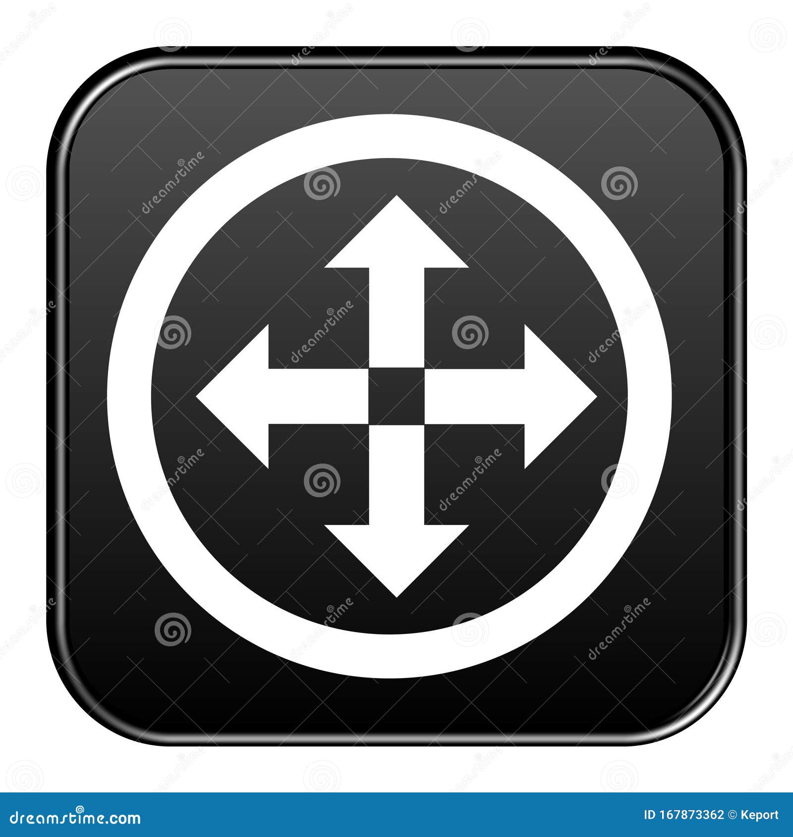 Black Button and White Icon Stock Illustration - Illustration of icon ...