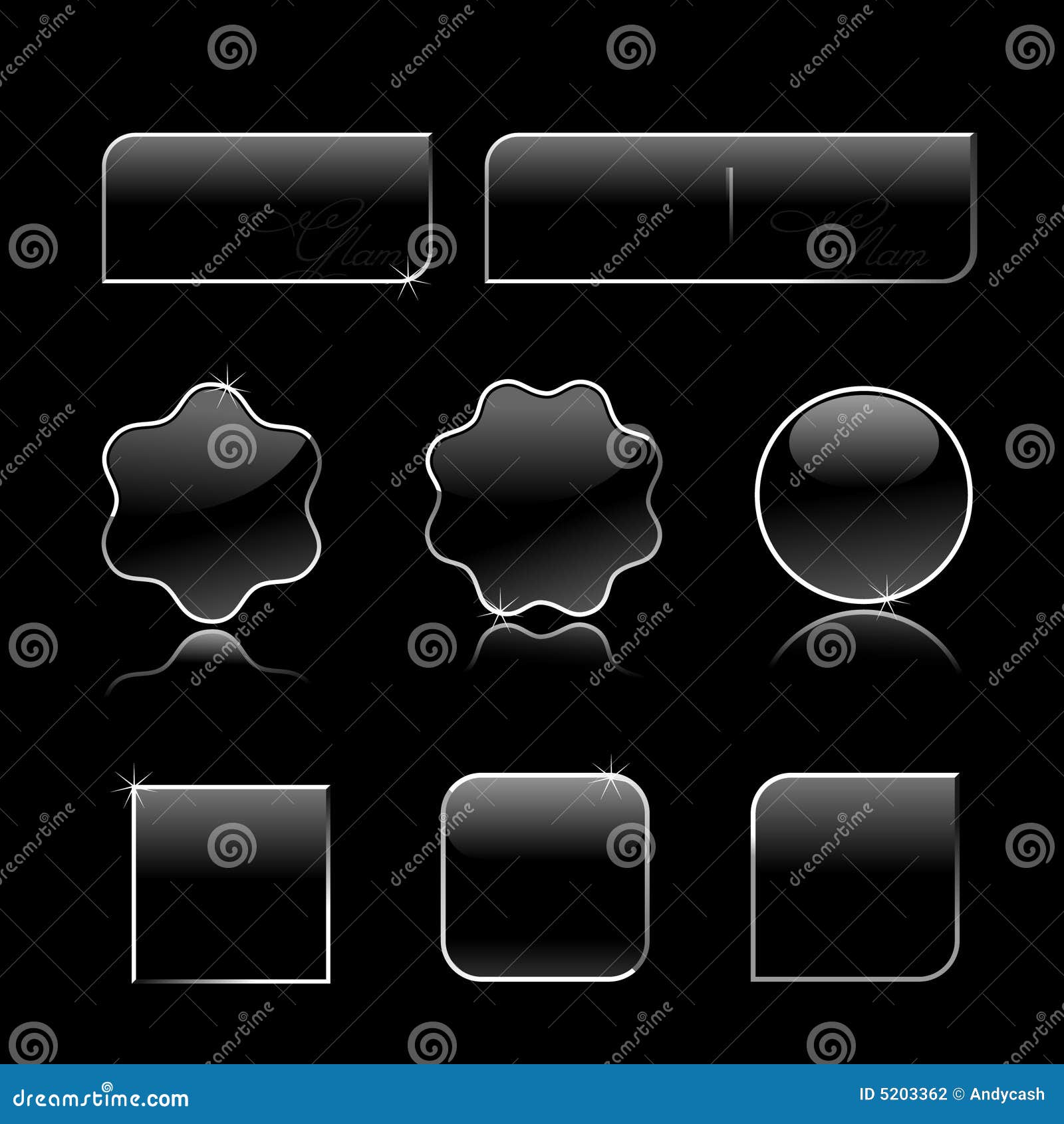 Black buttons stock vector. Illustration of download, glamour - 5203362