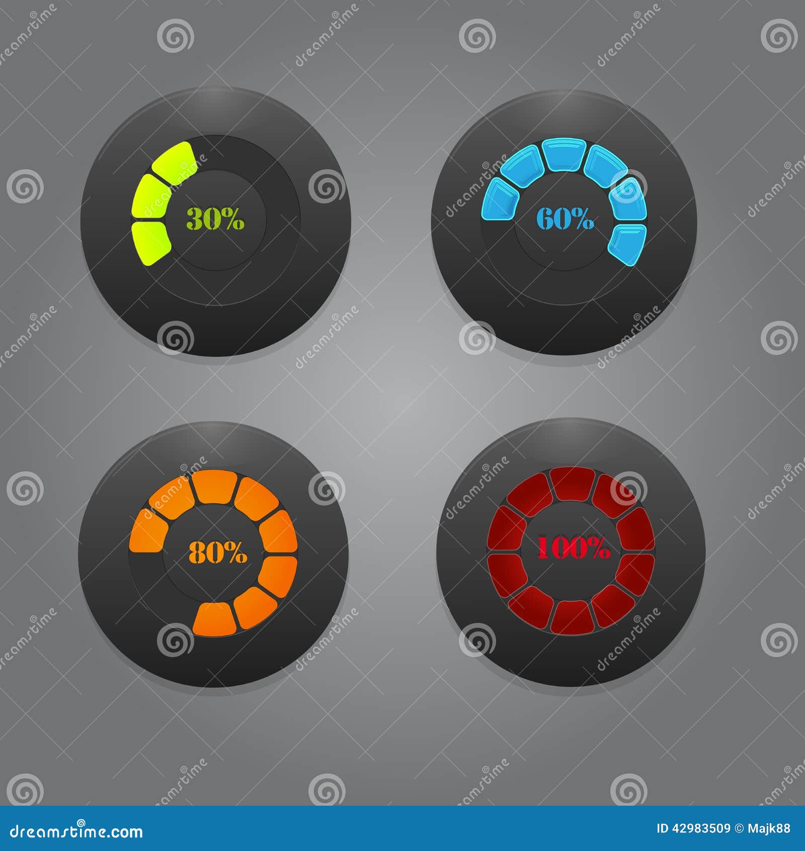 Black Buttons with Color Bars Stock Illustration - Illustration of ...