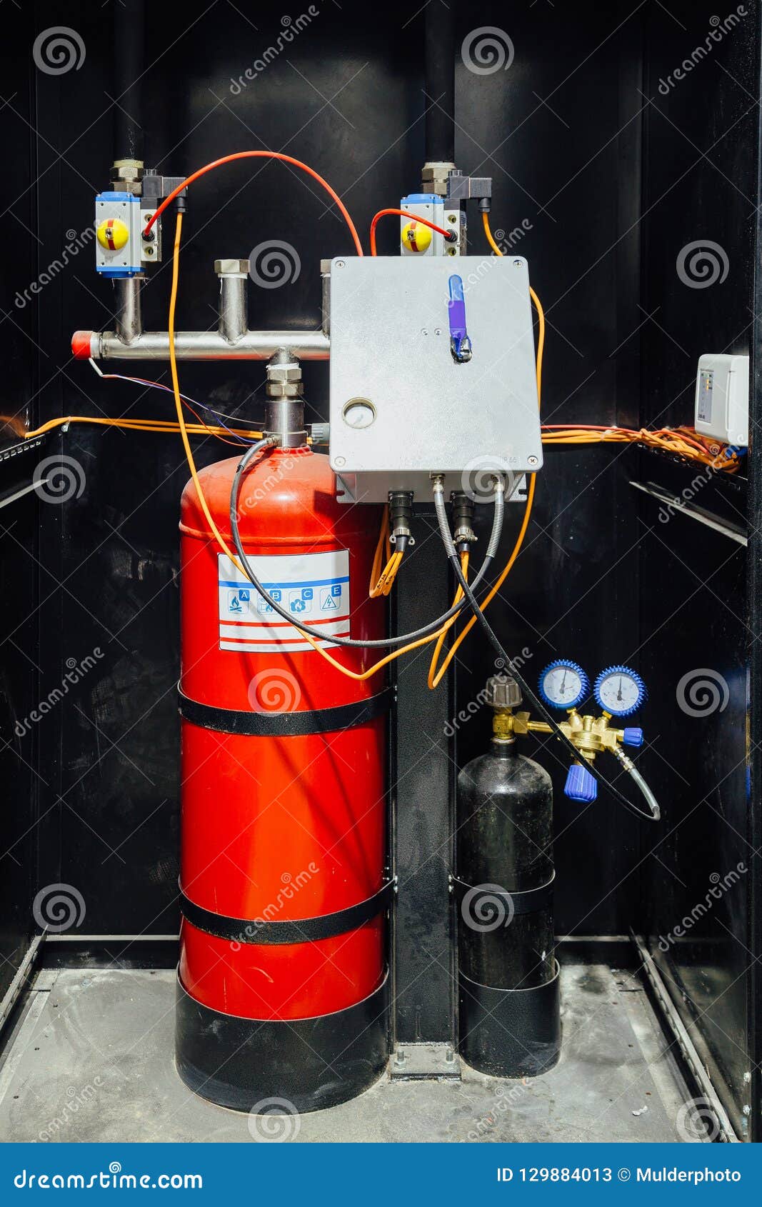 Black Cabinet with Modern Industrial Automatic Fire Extinguishing Unit ...