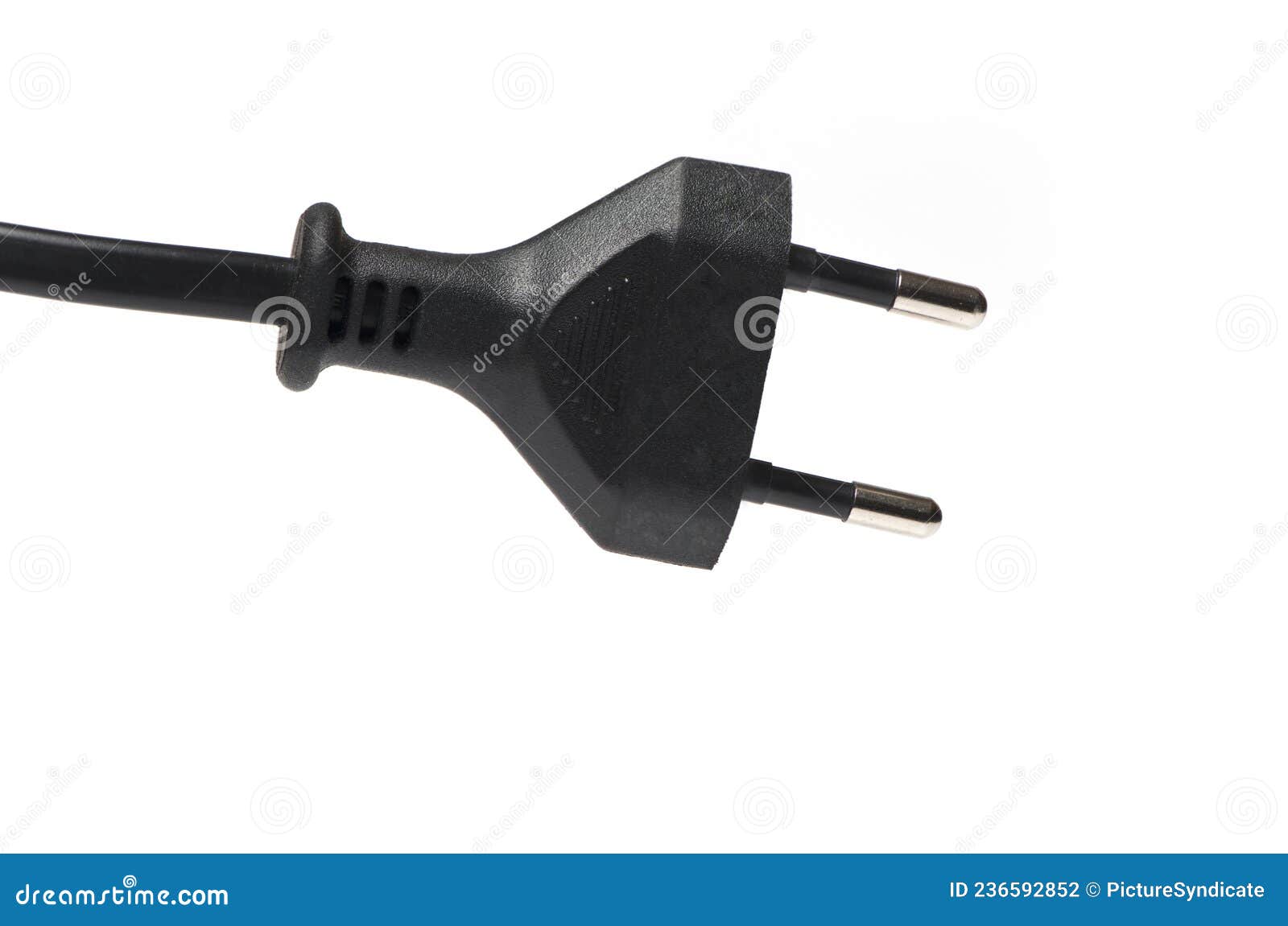 Black Cable with EU Plug White Background Stock Photo - Image of ...