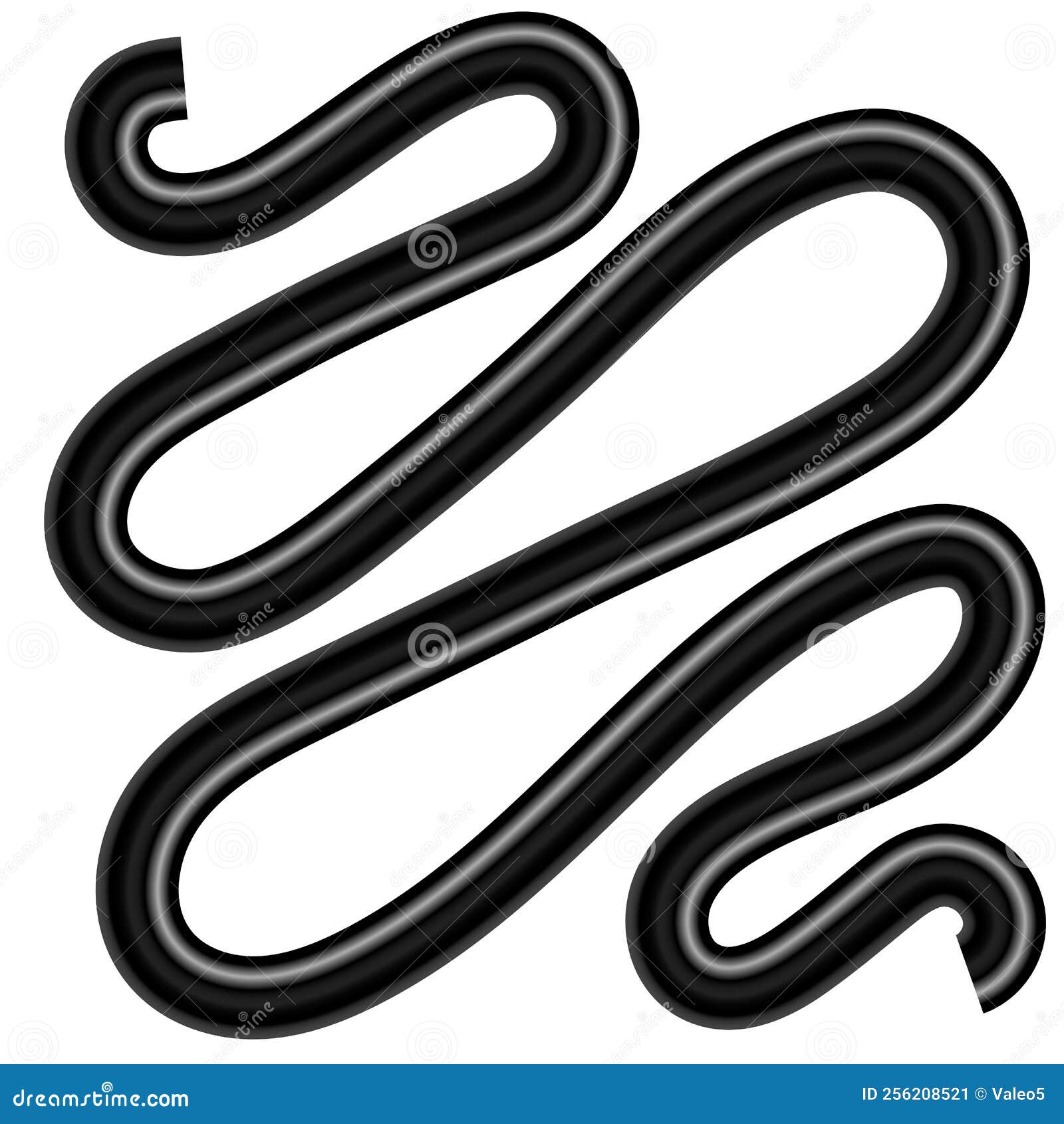 Black Cable Isolated on White Background. Curve Wire Stock Vector ...