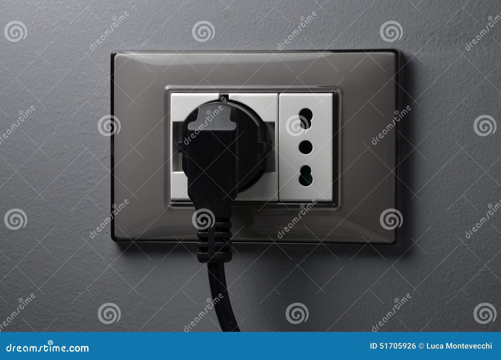 Black Cable in Shuko Socket Stock Photo - Image of socket, grey: 51705926