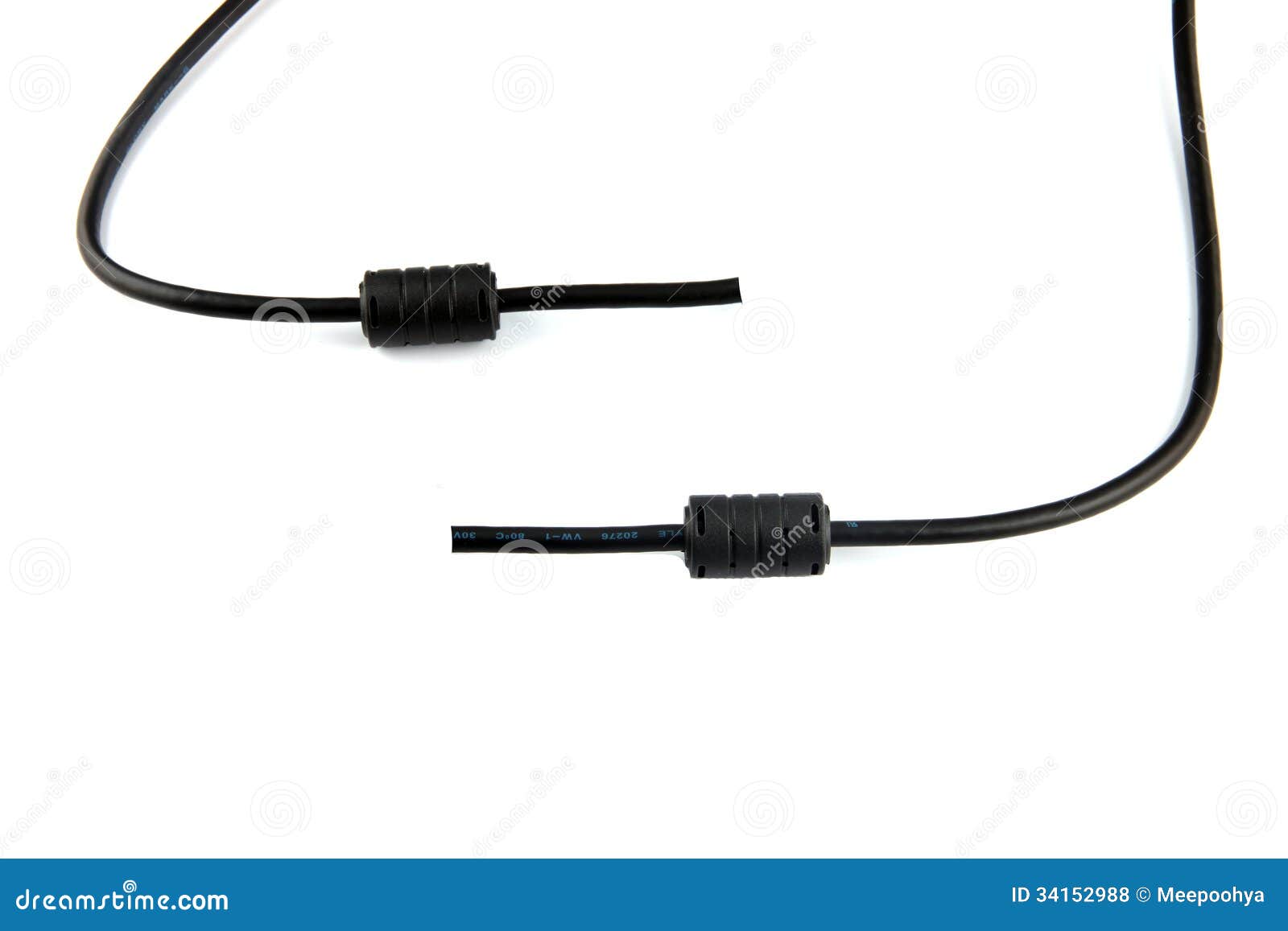 Black Cable Used To Connect the Computer. Stock Photo - Image of ...