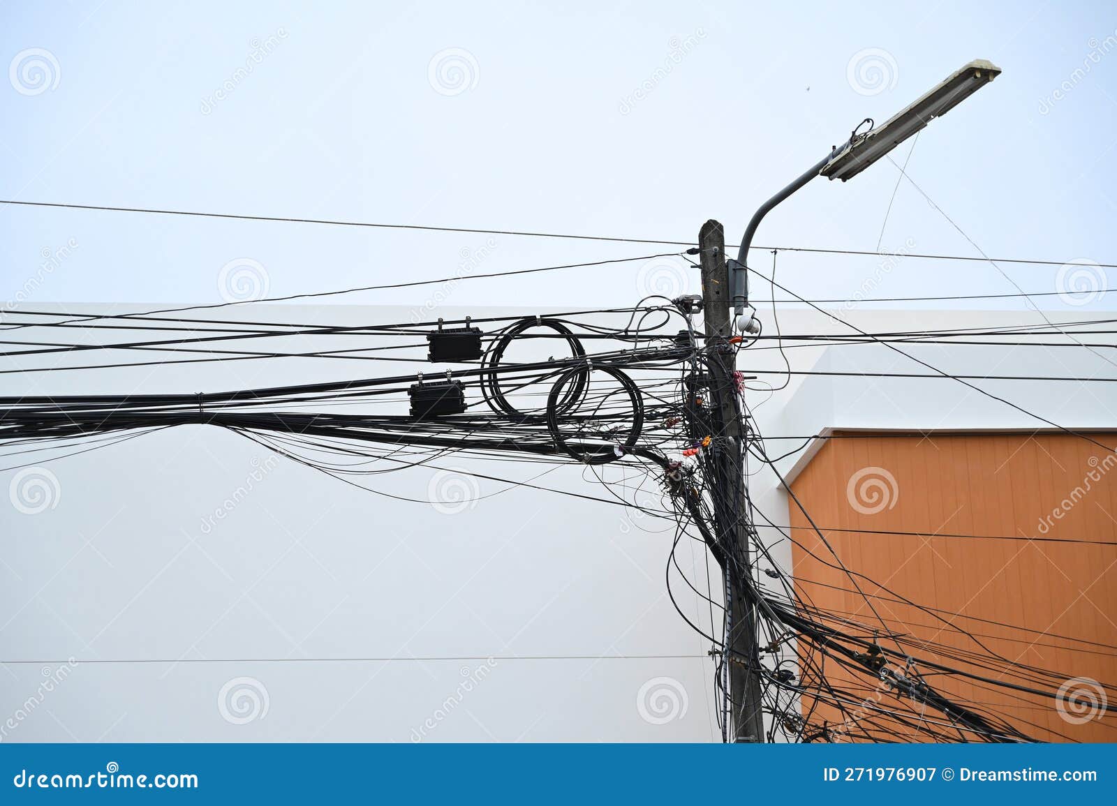 Black Cable Wire in the City Stock Image - Image of coil, construction ...