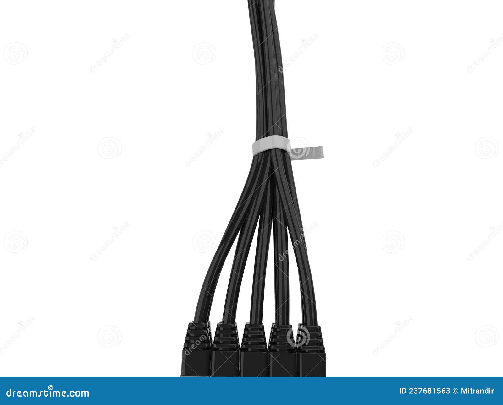 Black Cables With Red Ribbon Isolated On White Background. Information ...