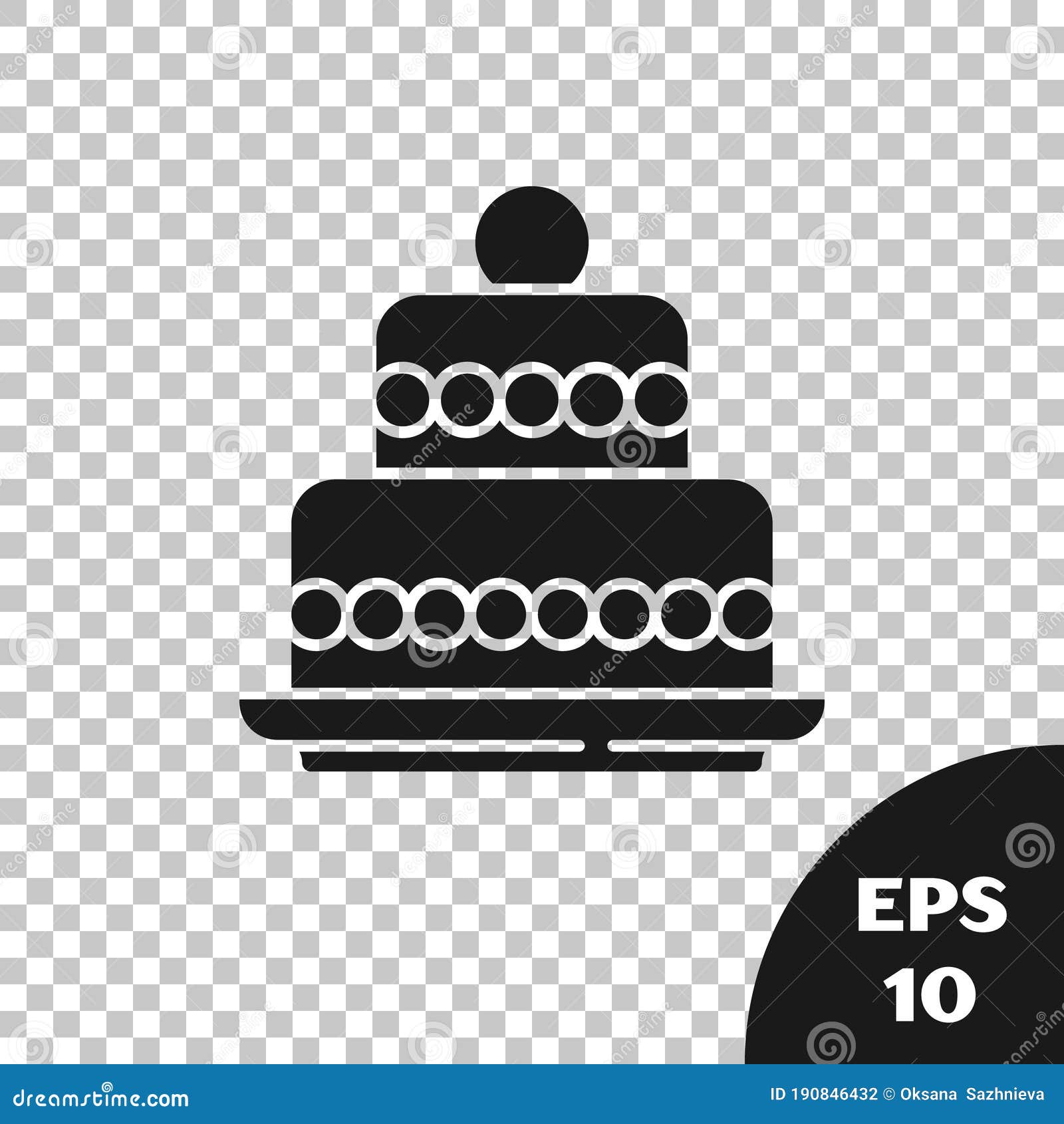 Black Cake Icon Isolated on Transparent Background. Happy Birthday ...