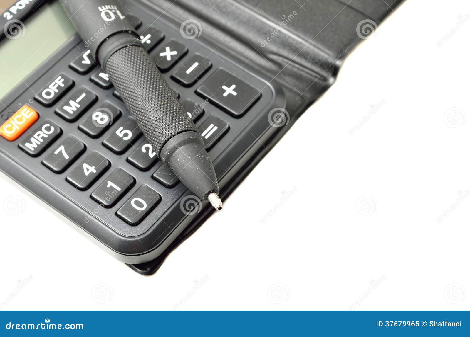 Black calculator with pen stock image. Image of data - 37679965