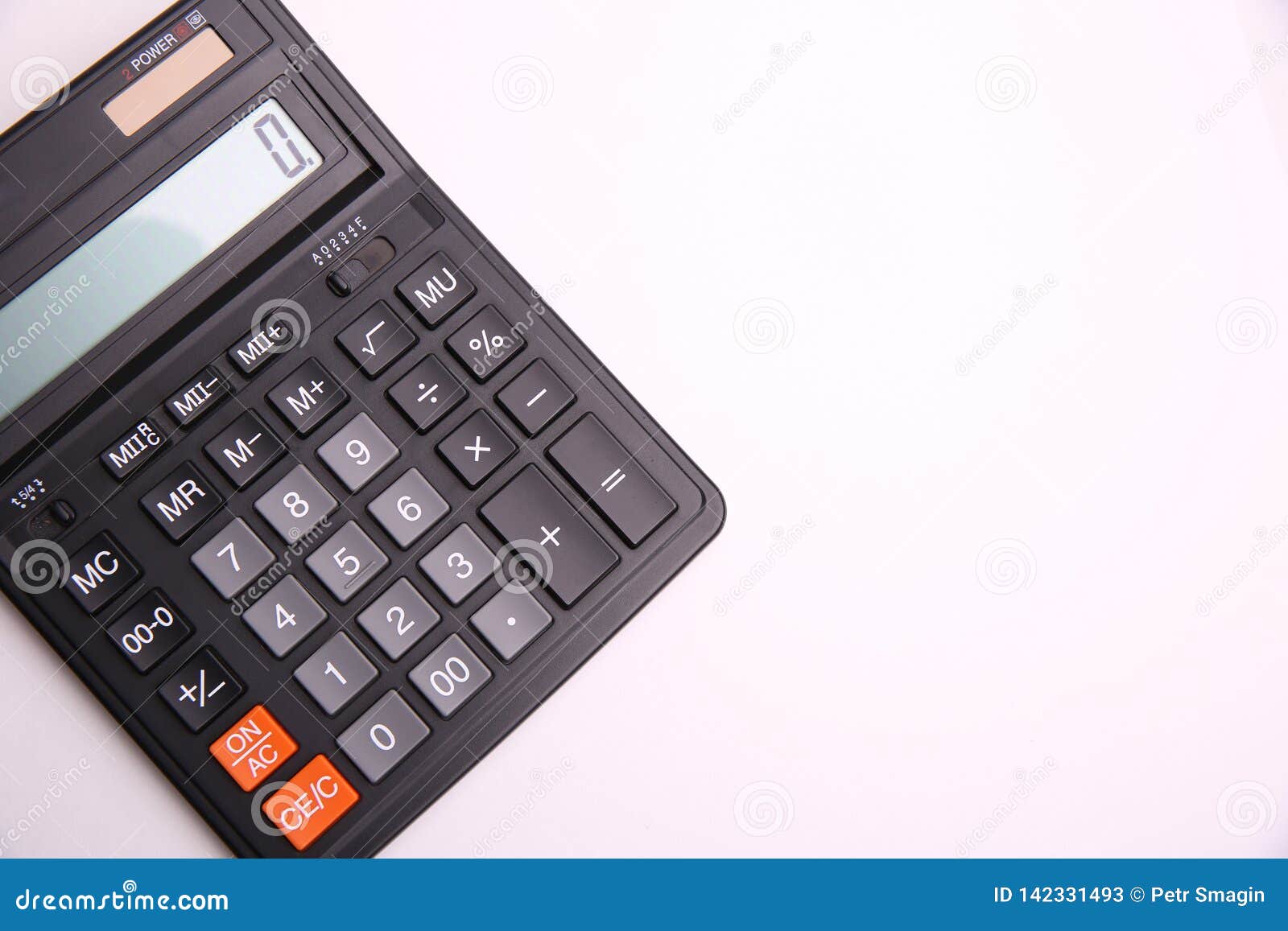 Black Calculator on the Side on White Background Stock Image - Image of ...
