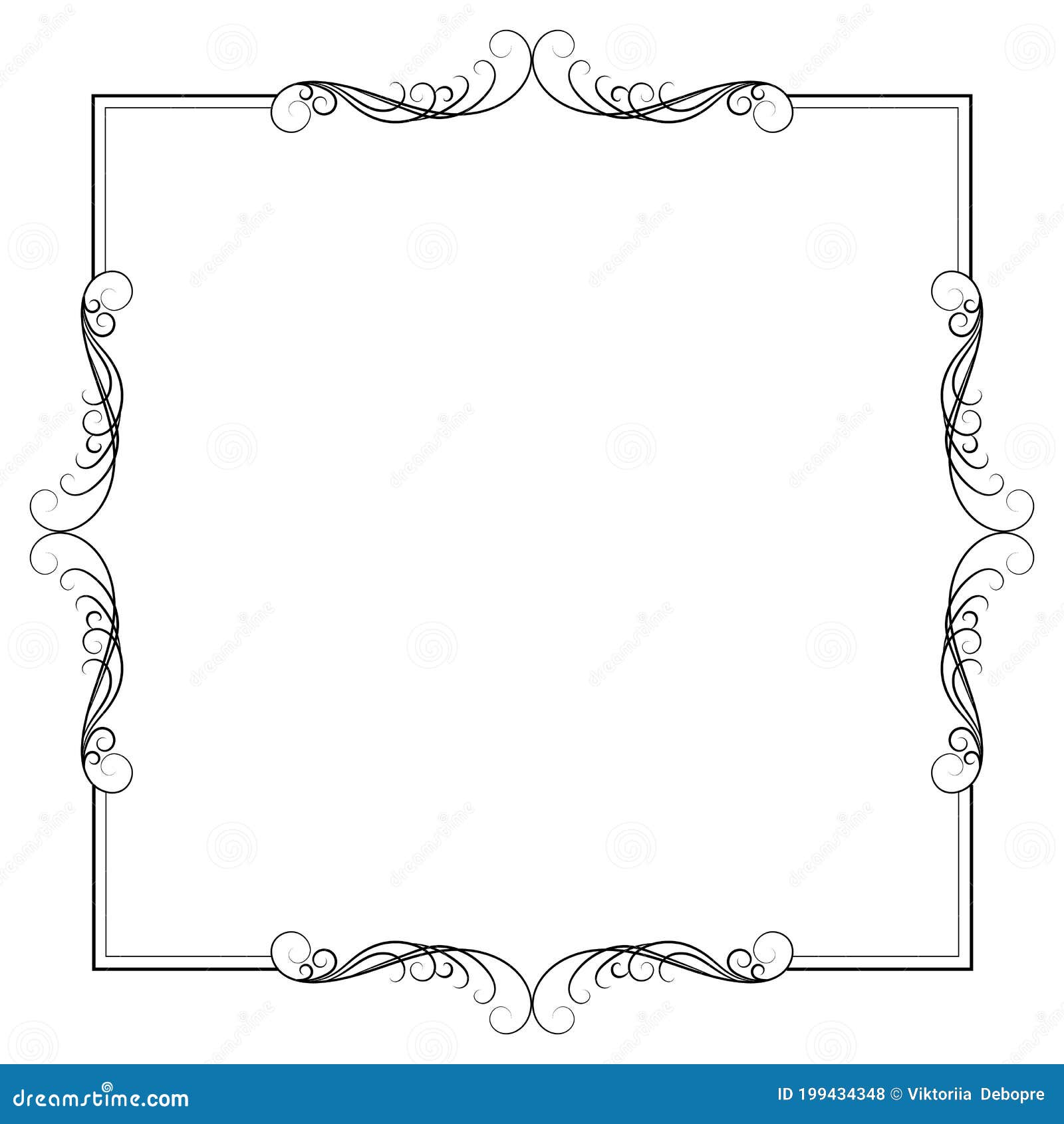 Black Calligraphy Ornamental Decorative Frame on White Background Stock ...