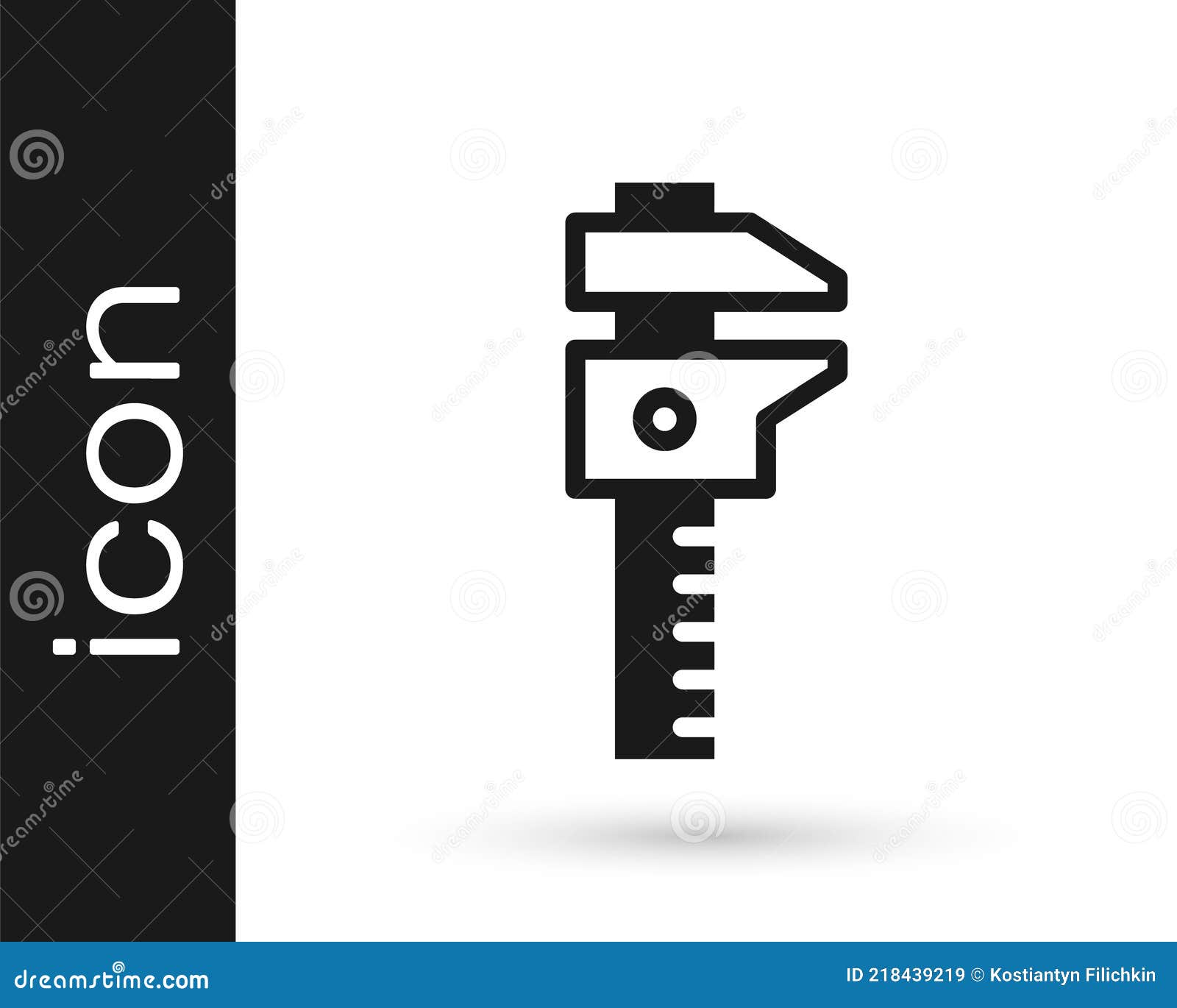 Black Calliper Or Caliper And Scale Icon Isolated On Transparent ...